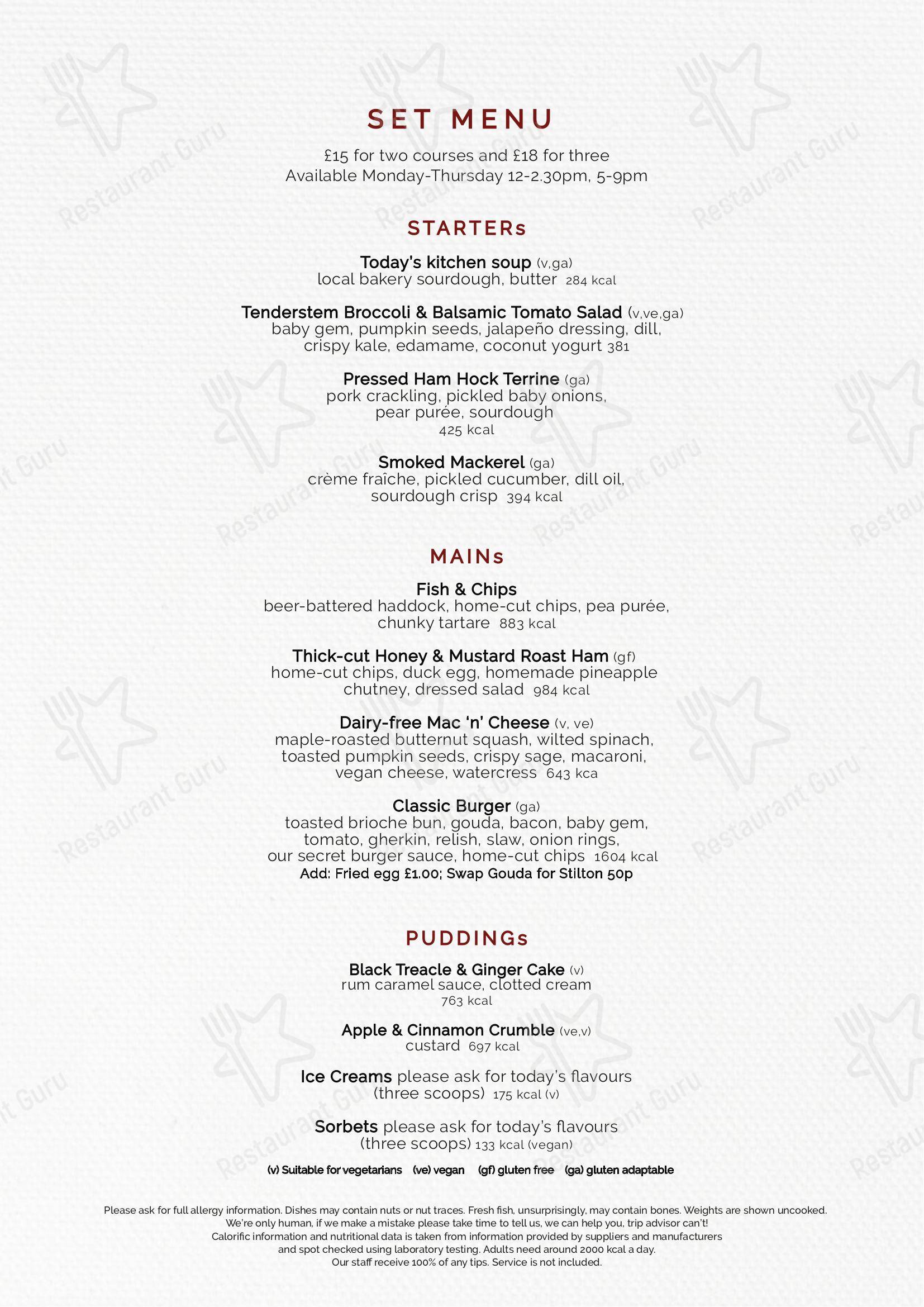 Menu at Blue Bell - Rothley pub & bar, Leicester