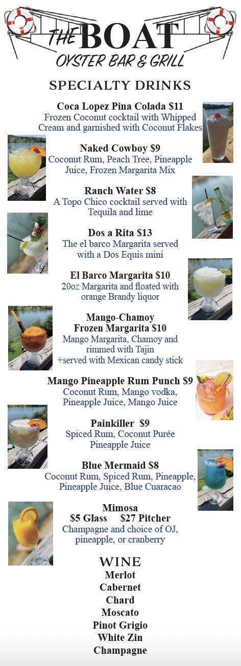Menu at The Boat pub & bar, Kerrville, Junction Hwy