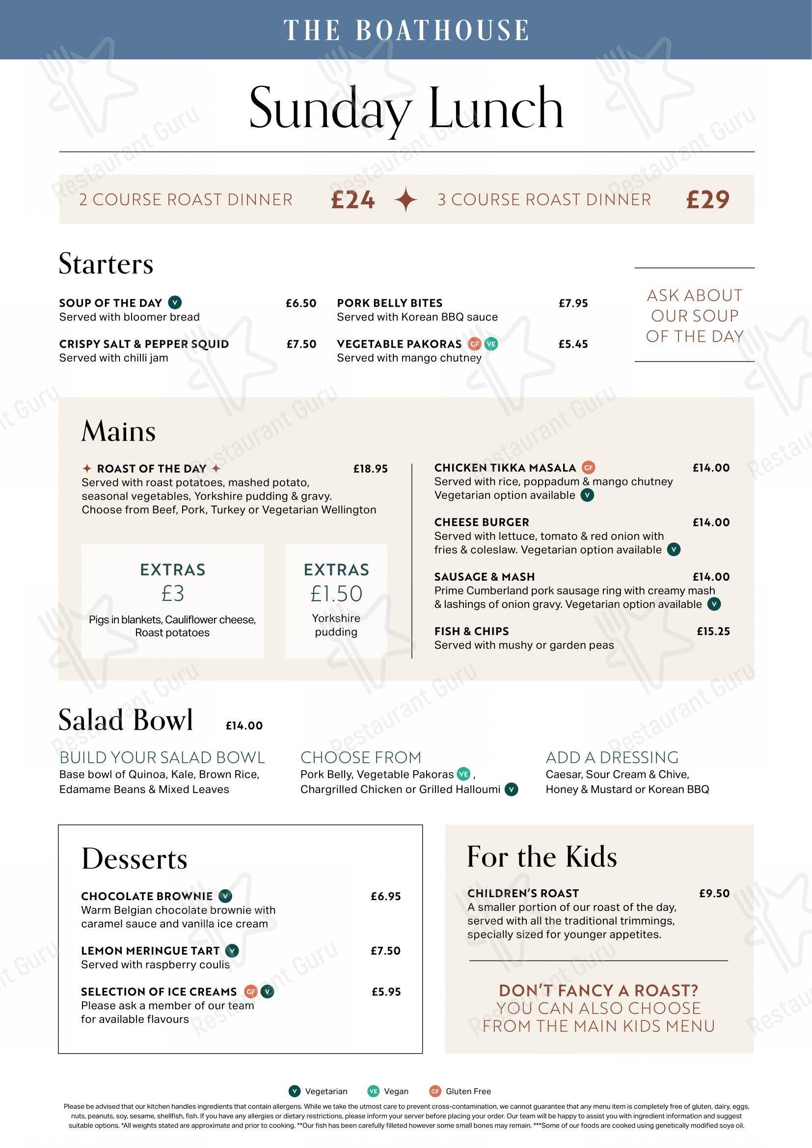 Menu at The Boathouse pub & bar, Bradford-on-Avon, Trowbridge Rd