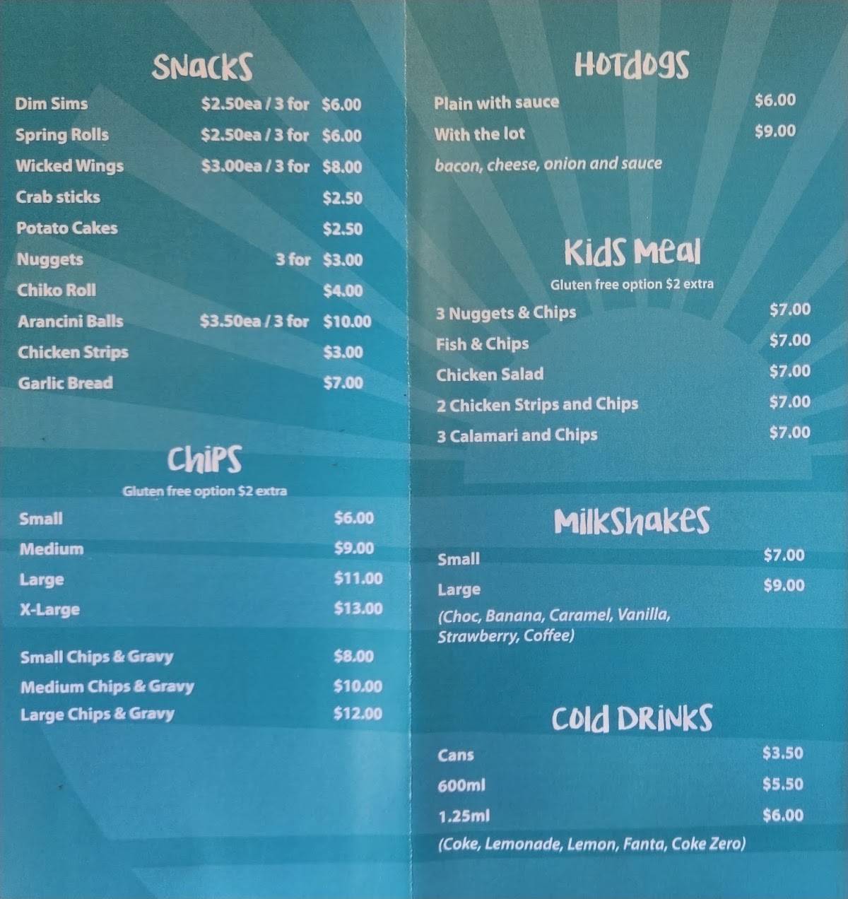 Menu at The Boatshed Wallaroo restaurant, Wallaroo