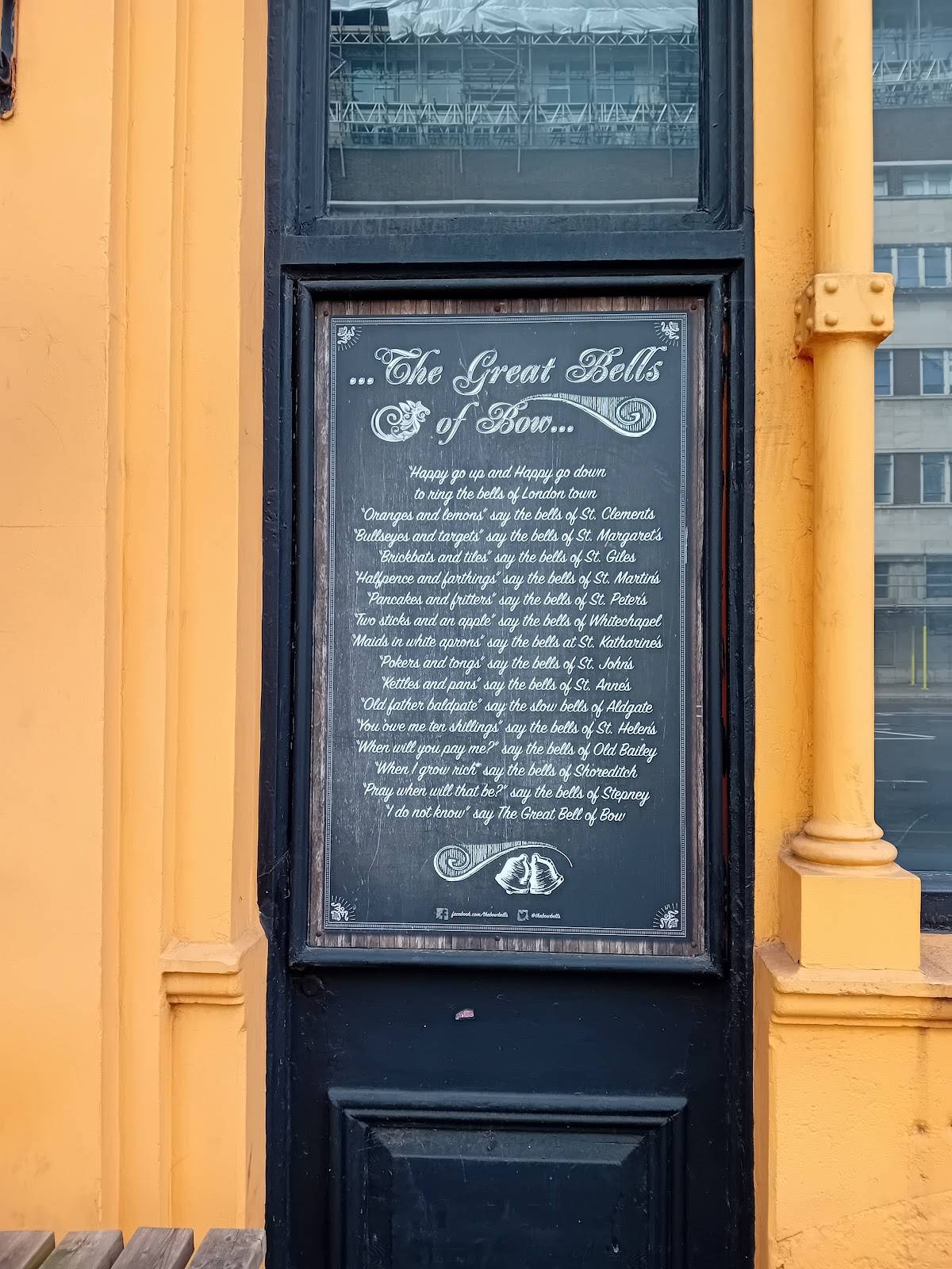 Menu at The Bow Bells pub & bar, London, 116 Bow Rd