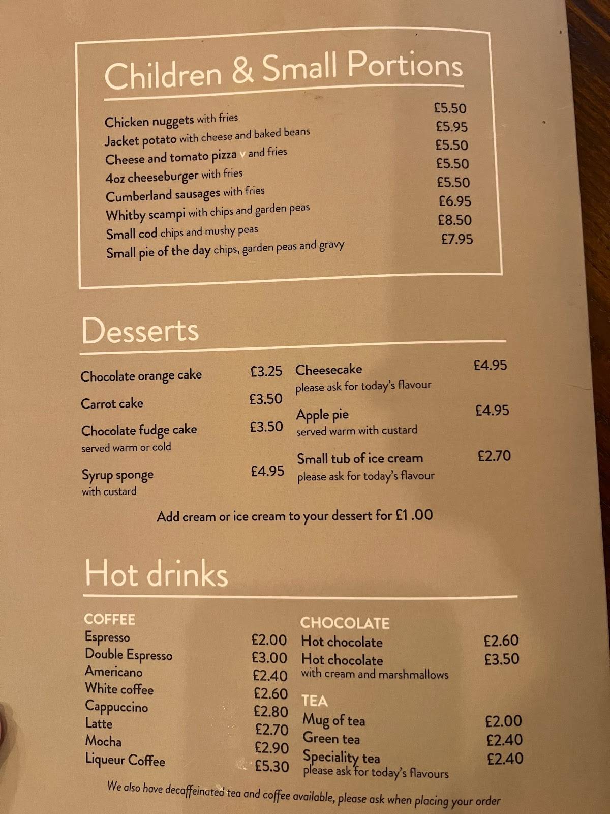 Menu at The Bridge Inn pub & bar, Sheffield, Ridgeway Moor