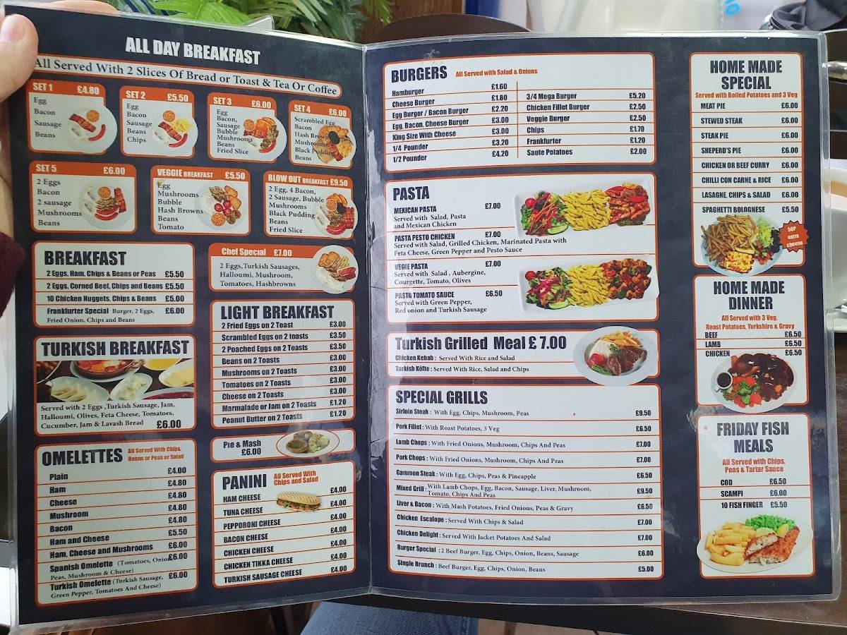 Menu at The Britannia Cafe, Rainham, 53 Upminster Rd S
