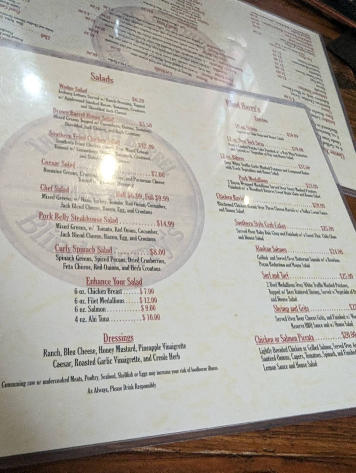 Menu at The Brown Barrel & Blind Harry's, Midway