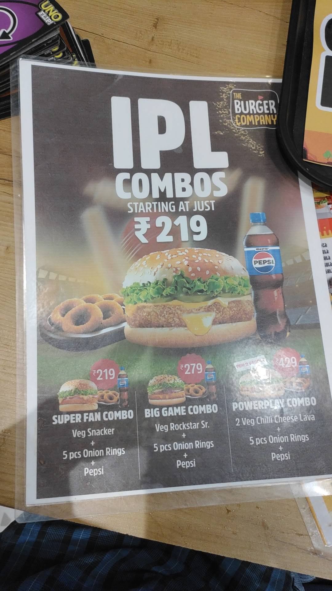 Menu at The Burger Company, Raipur