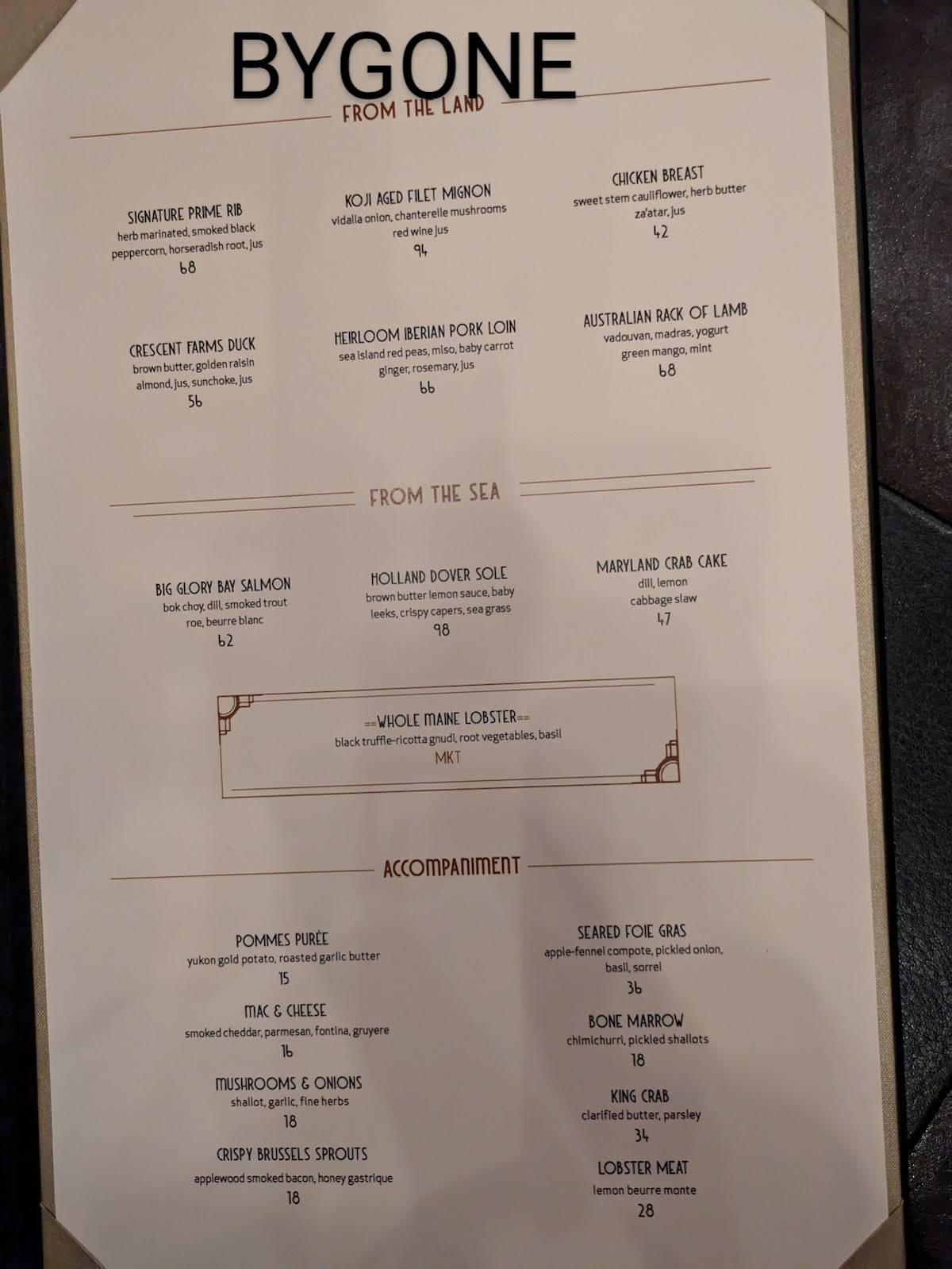 Menu at The Bygone pub & bar, Baltimore