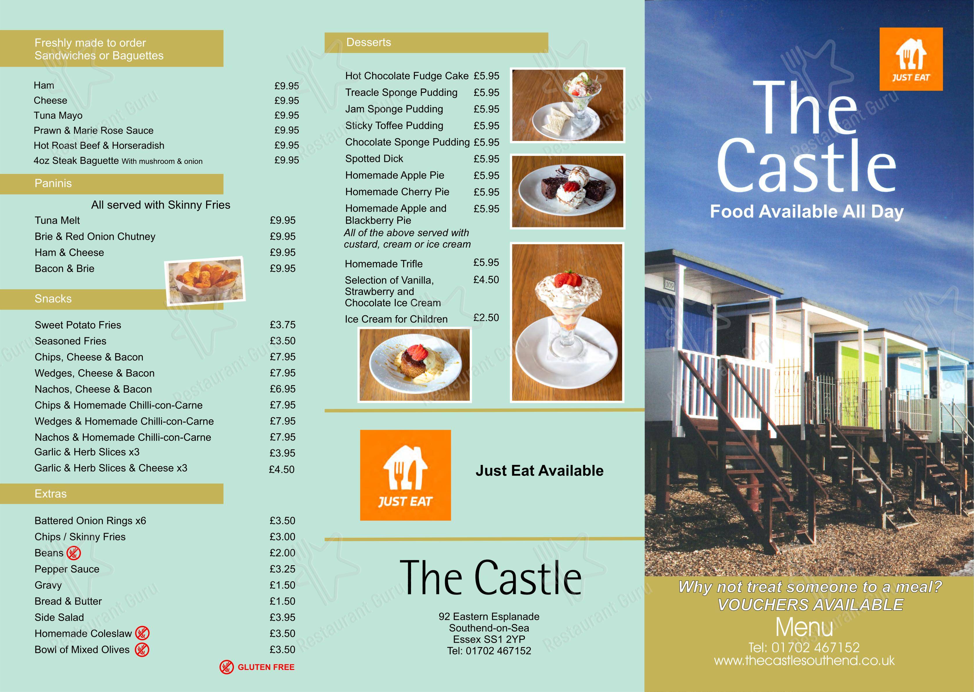 Menu at The Castle pub & bar, Southend-on-Sea, 92 Eastern Esplanade