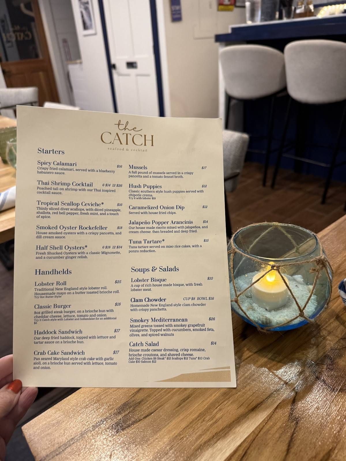 Menu at The Catch restaurant, Littleton