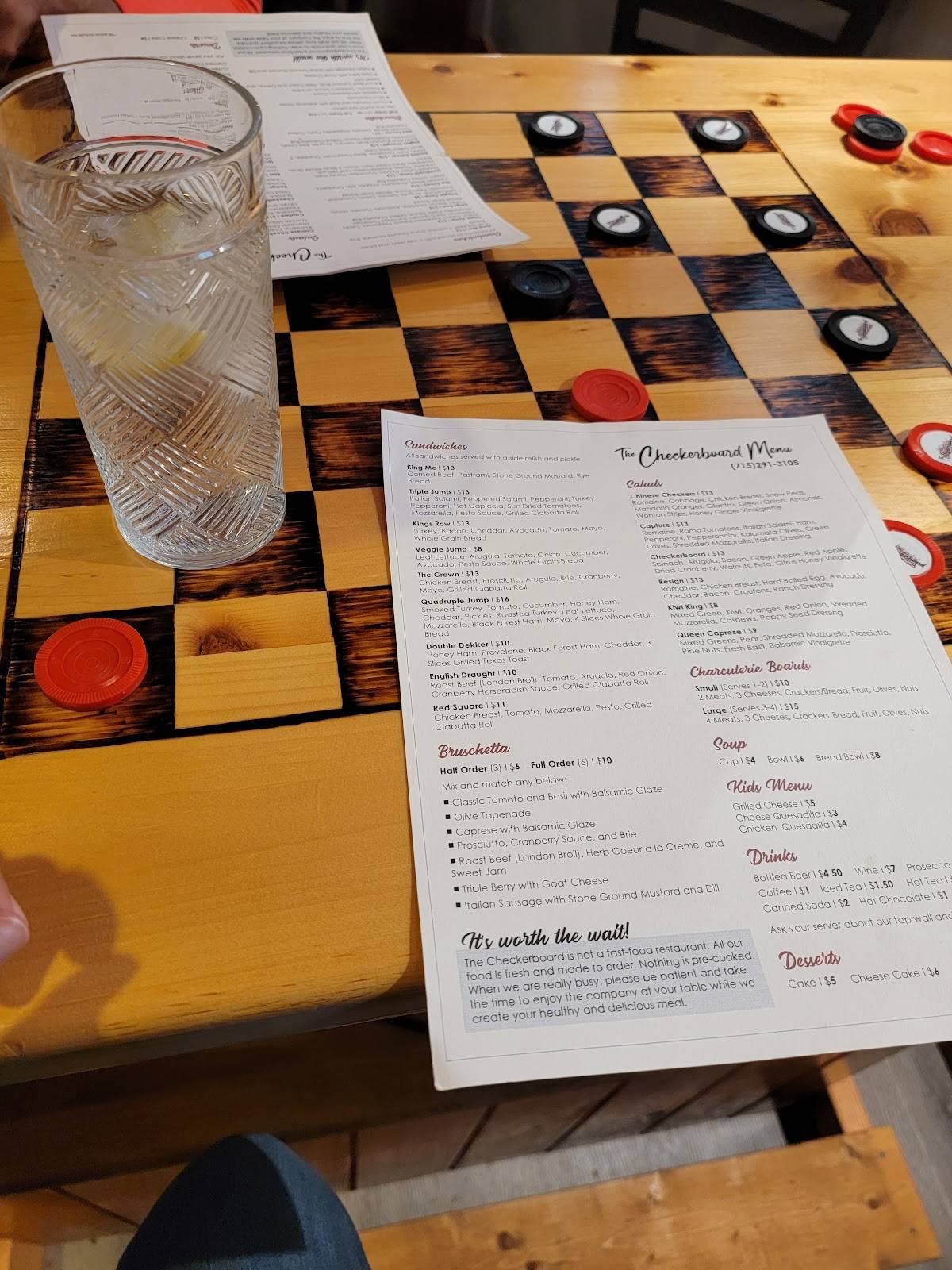 Menu at The Checkerboard restaurant, Crivitz
