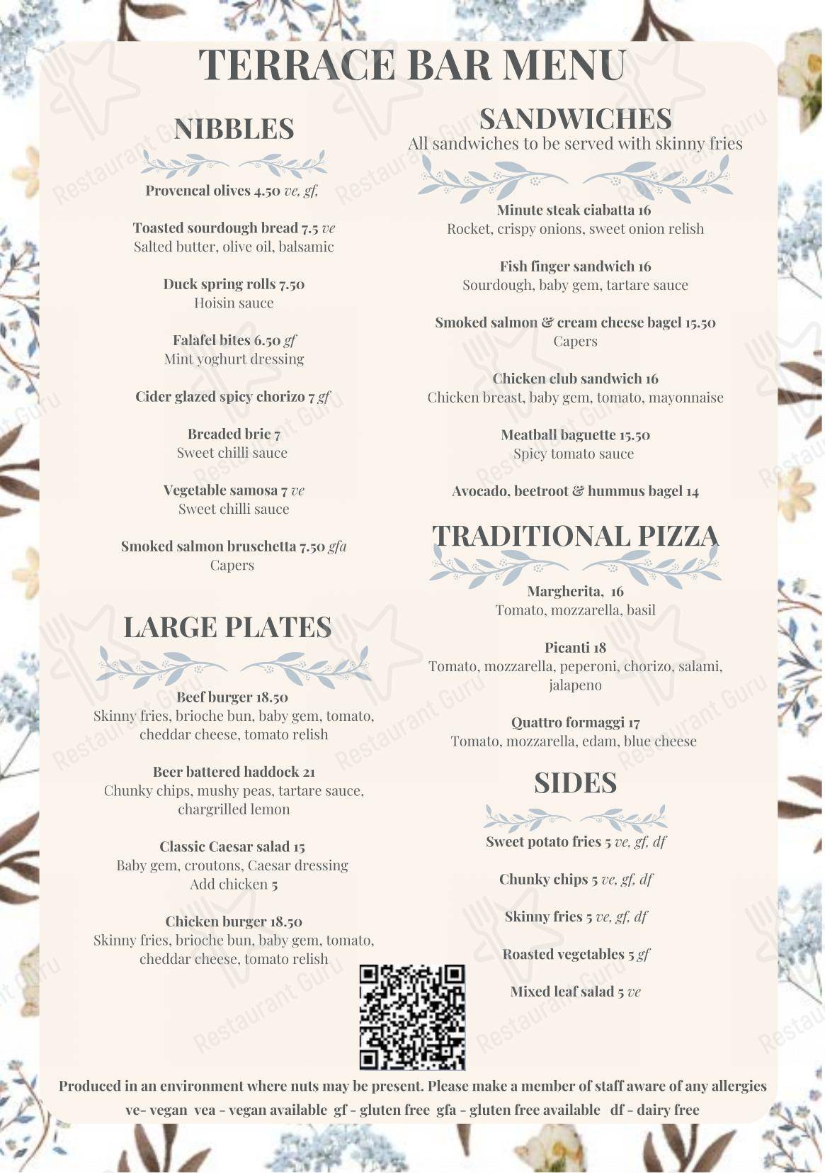 Menu at The Chester Crabwall Manor Restaurant, Chester, Parkgate Road