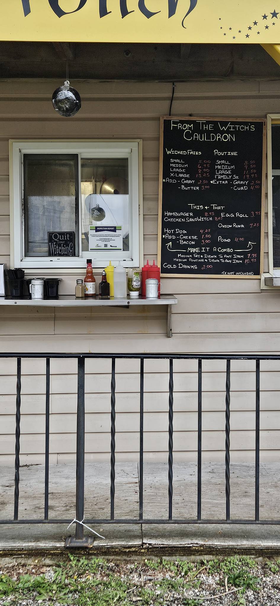 Menu at Riverside Fries restaurant, Merrickville