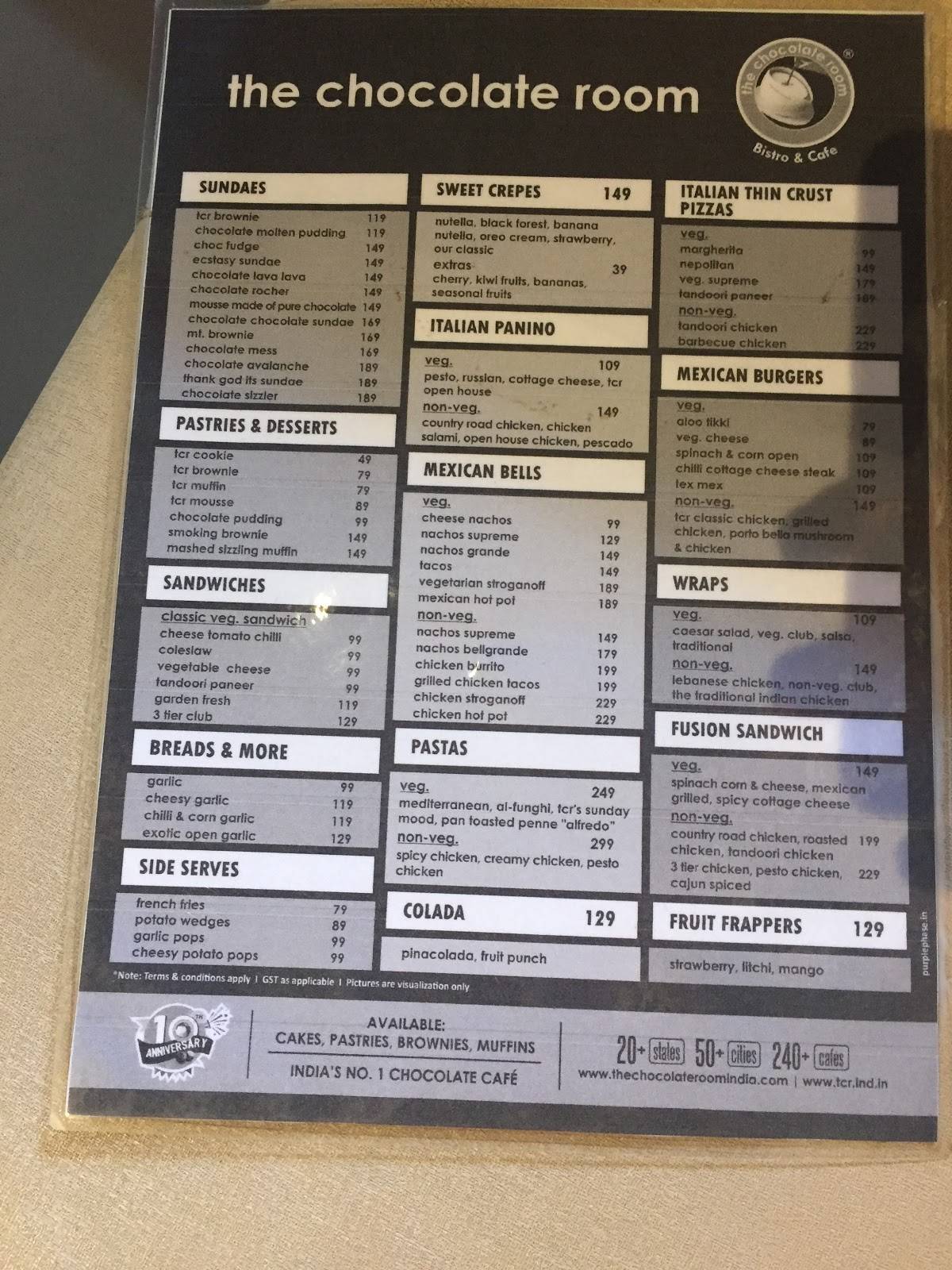 Menu at The Chocolate Room, Rudrapur