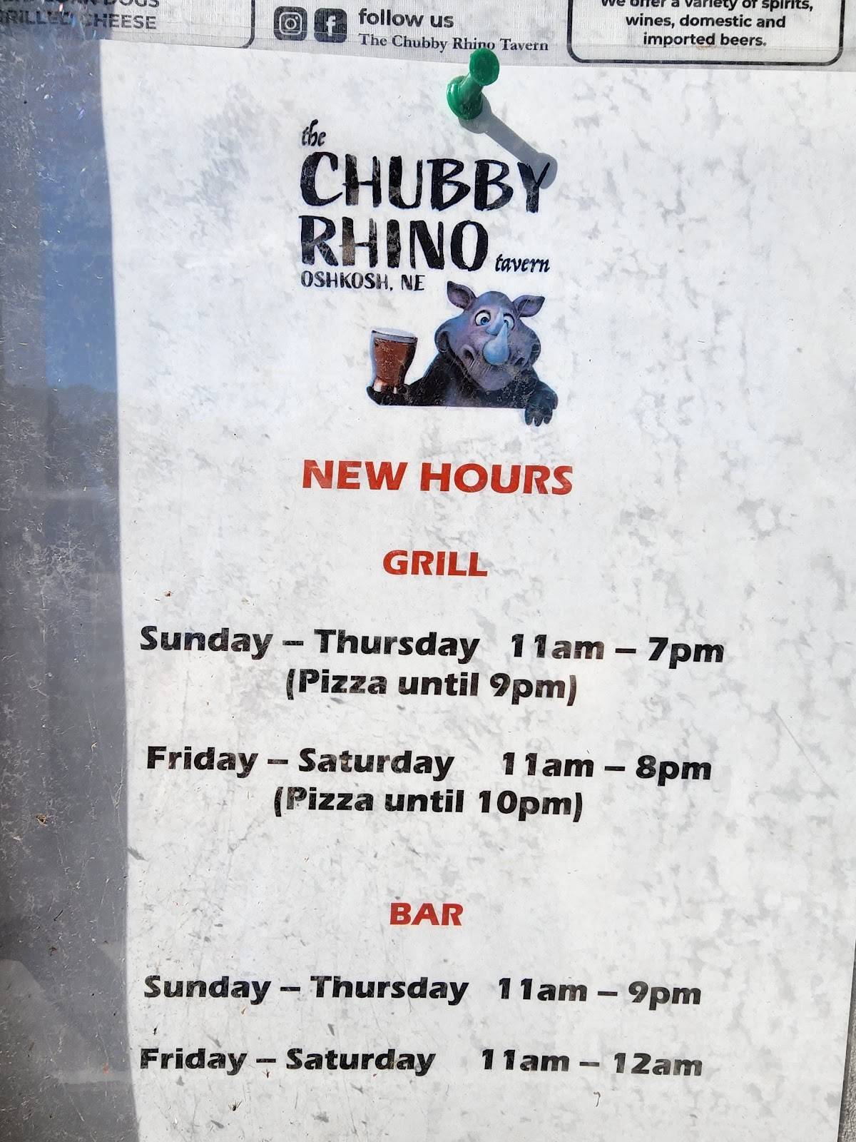 Menu at The Chubby Rhino restaurant, Oshkosh