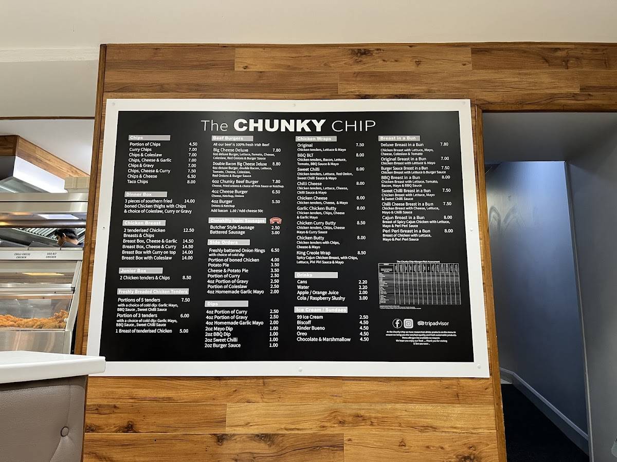 Carta de comida rápida The Chunky Chip, Clonakilty, 1 Western Rd