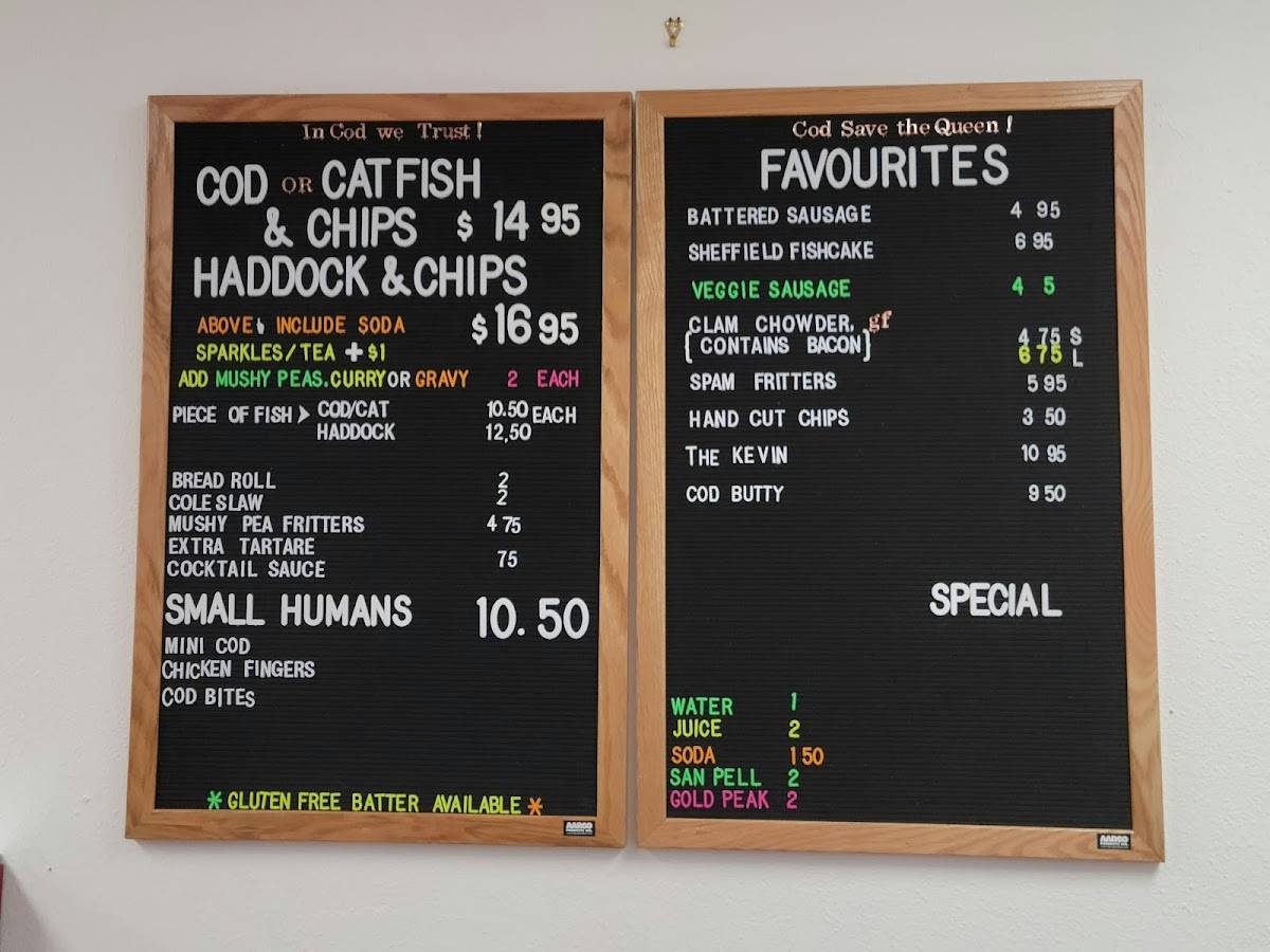 Menu at The Codfather restaurant, Henderson