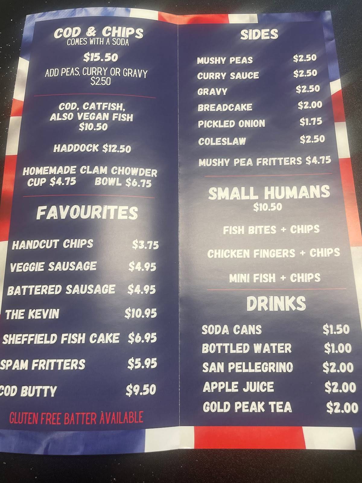 Menu at The Codfather restaurant, Henderson