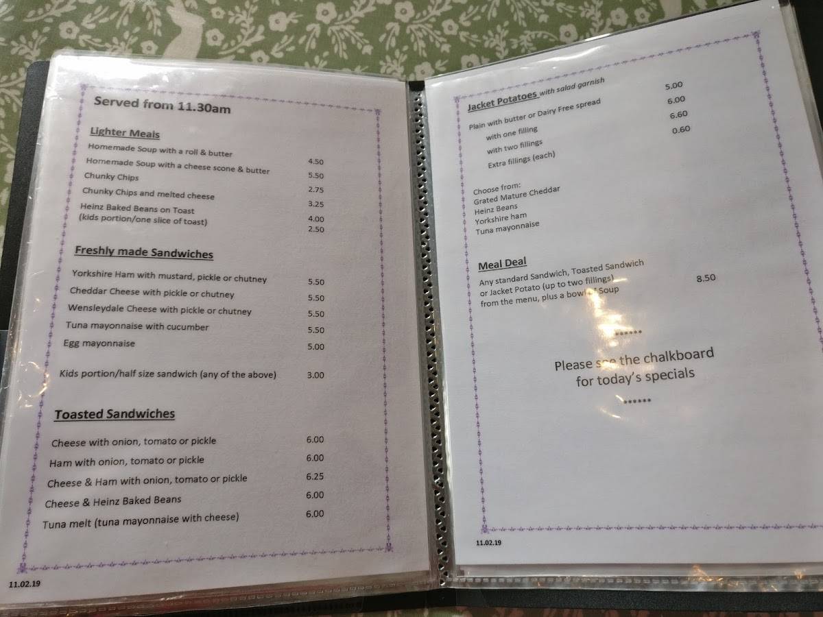 Menu at The Copper Kettle Reeth Ltd cafe, Reeth