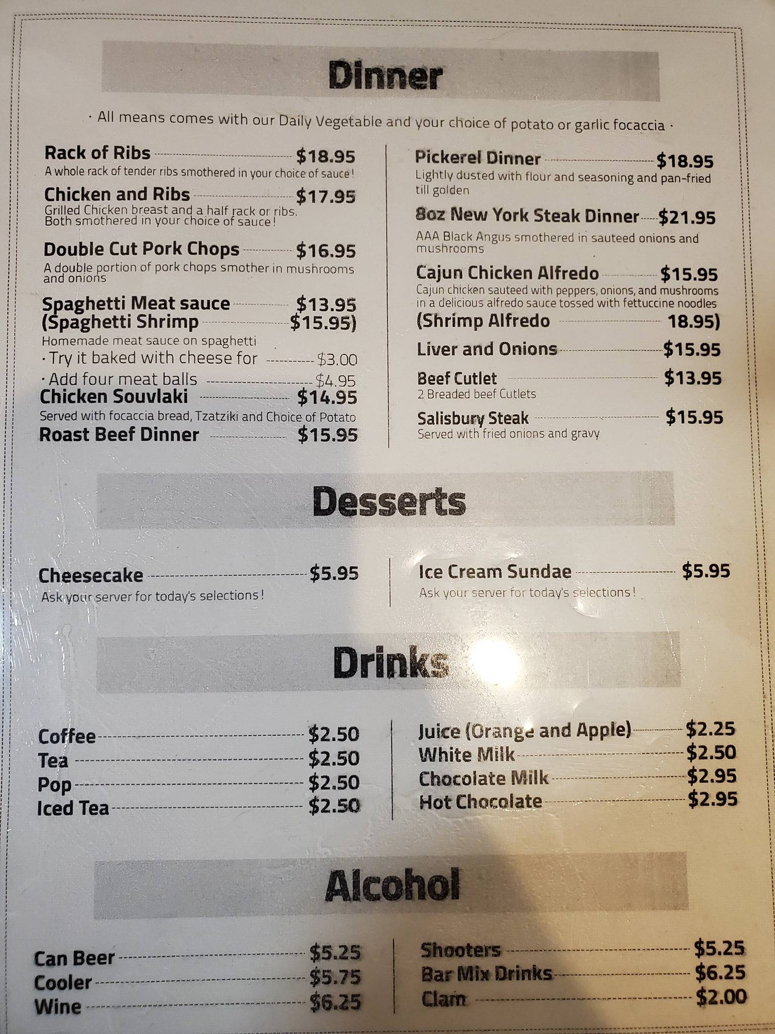 Menu at The Copper Kettle Restaurant, Creighton