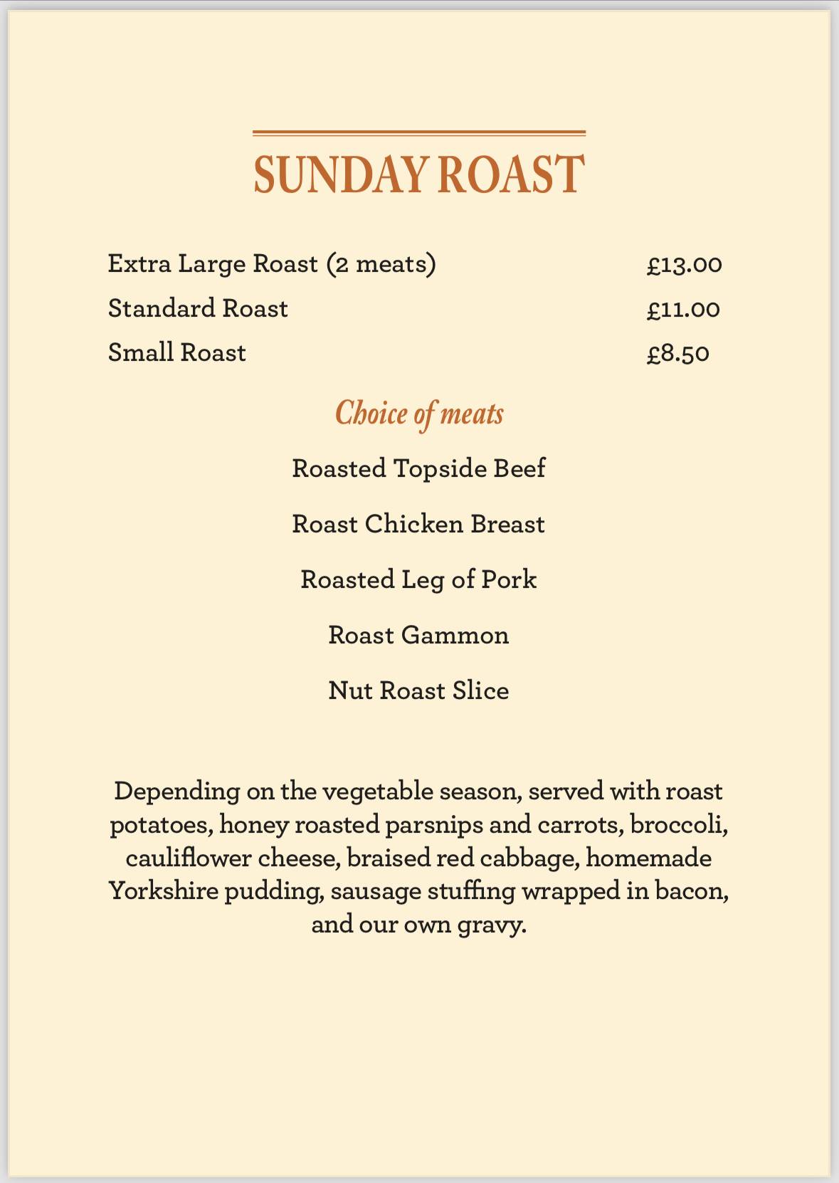 Menu at The Copper Key pub & bar, North Tawton