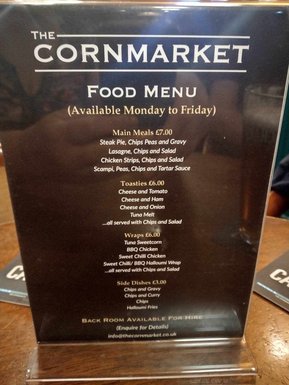 Menu at The Cornmarket pub & bar, Liverpool