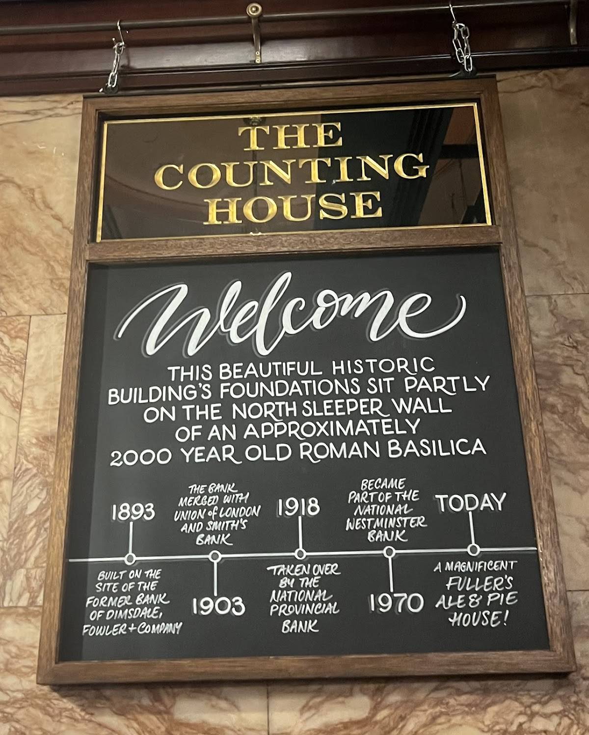 Menu at The Counting House, EC3 pub & bar, London
