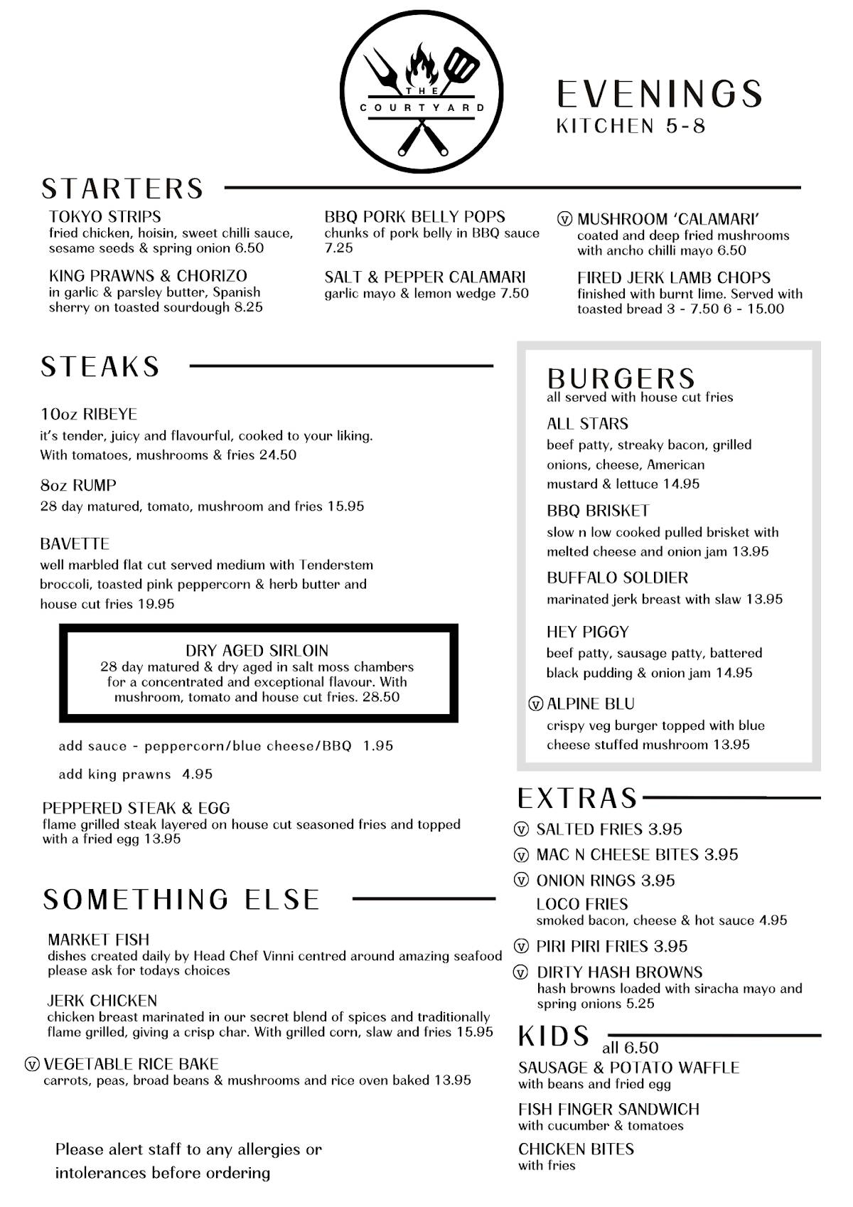 Menu at The Courtyard pub & bar, Bewdley