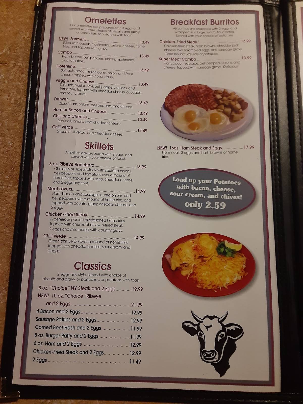 Menu at The Cow Cafe & Grill, Oroville