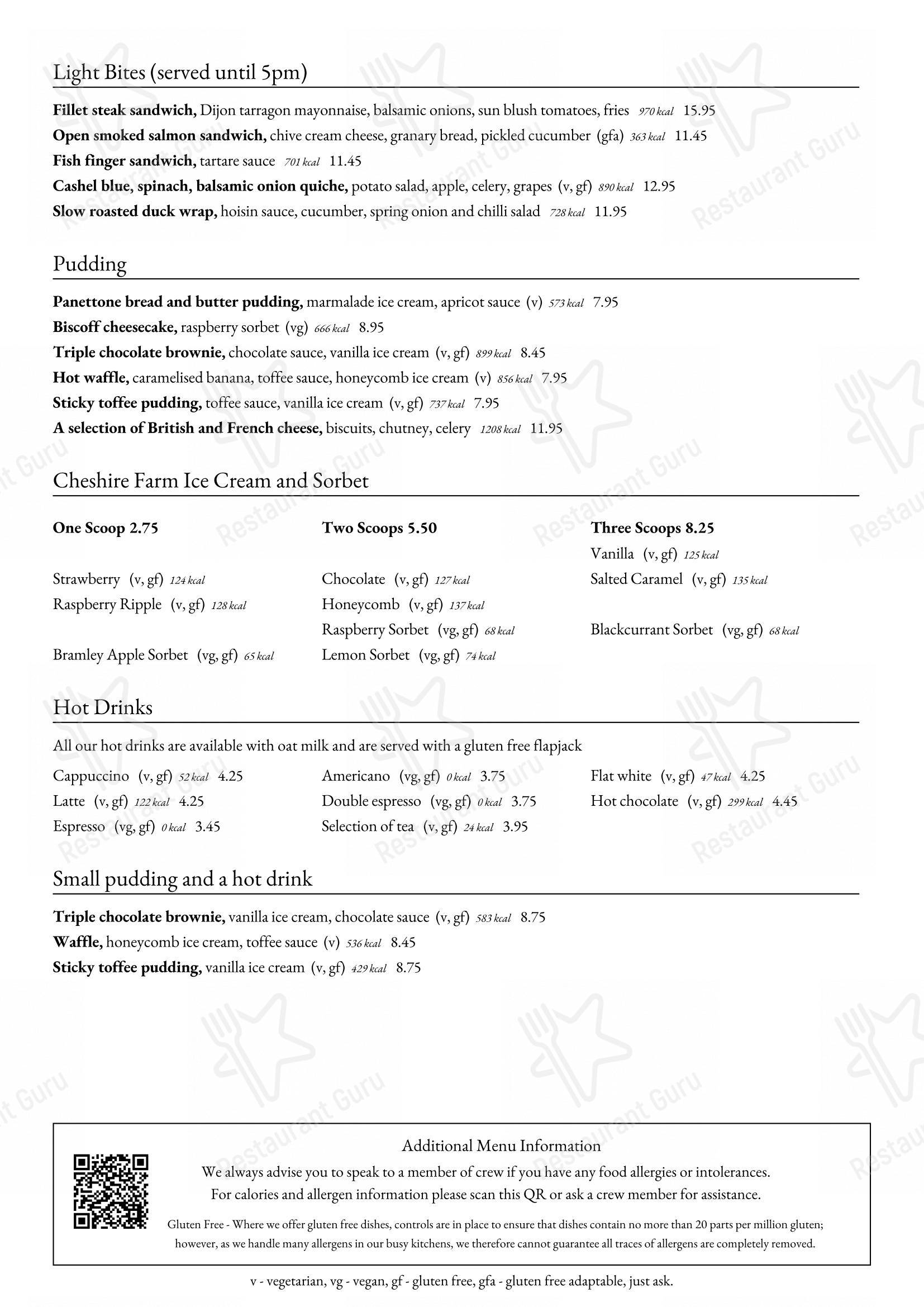 Menu at The Cricketers pub & bar, Sarratt