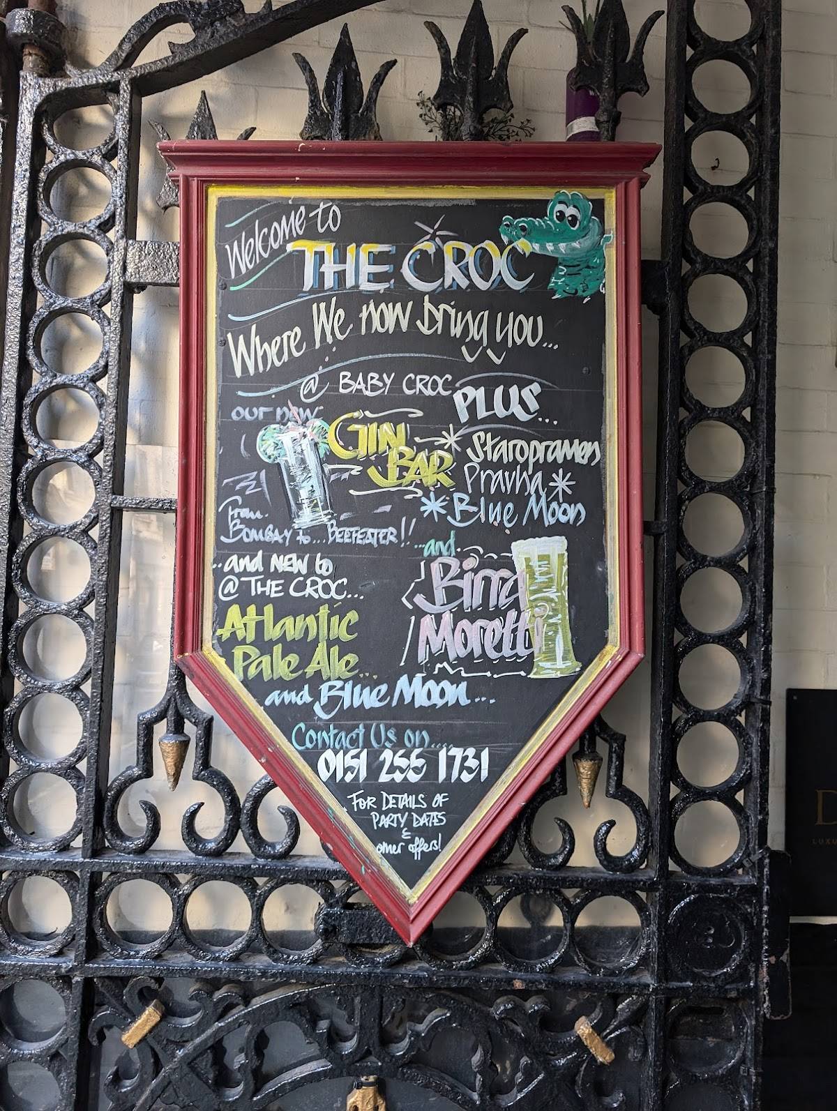 Menu at The Crocodile pub & bar, Liverpool