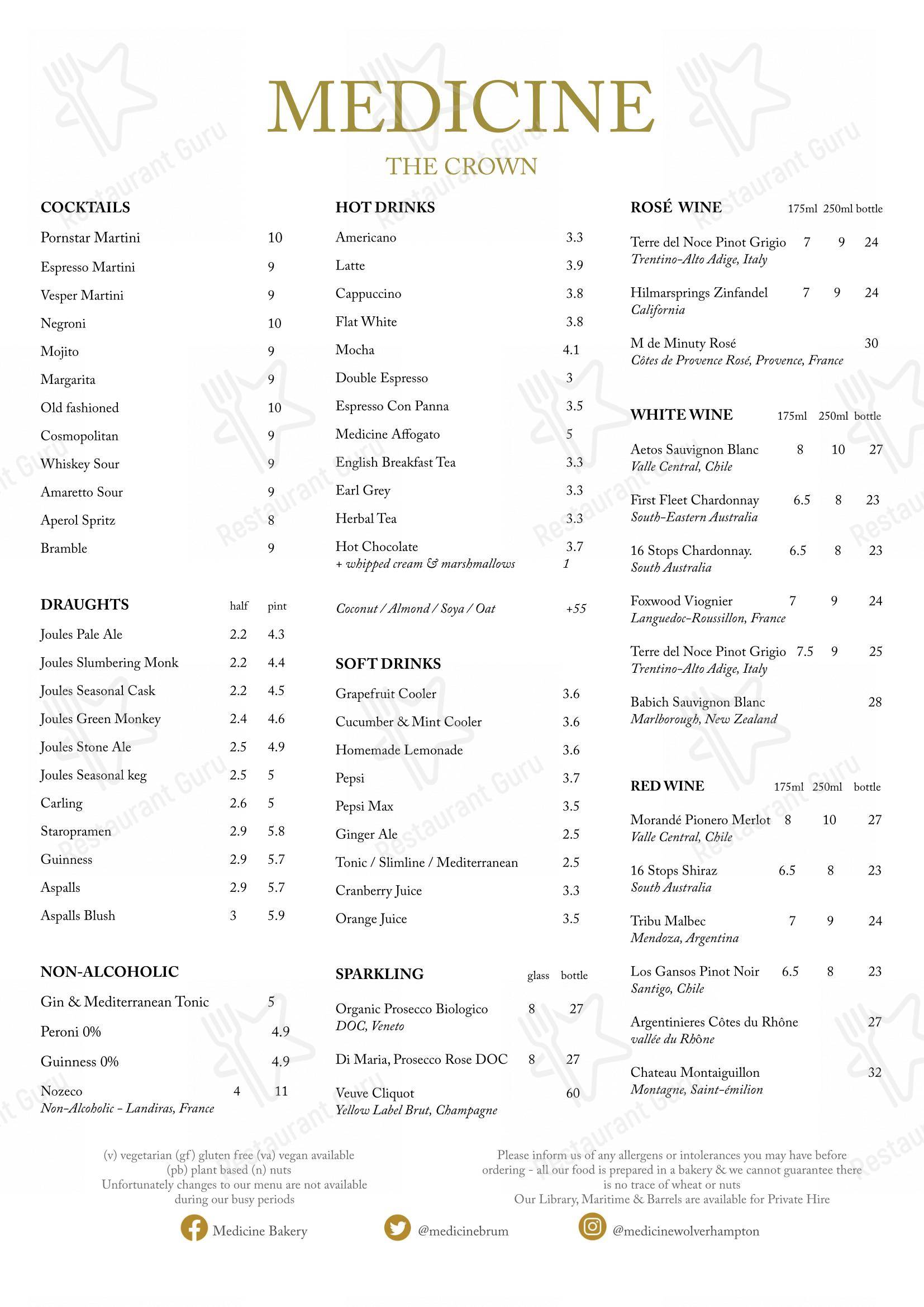 Menu at The Crown Joules, Codsall pub & bar, Wolverhampton, 1 Wood Rd