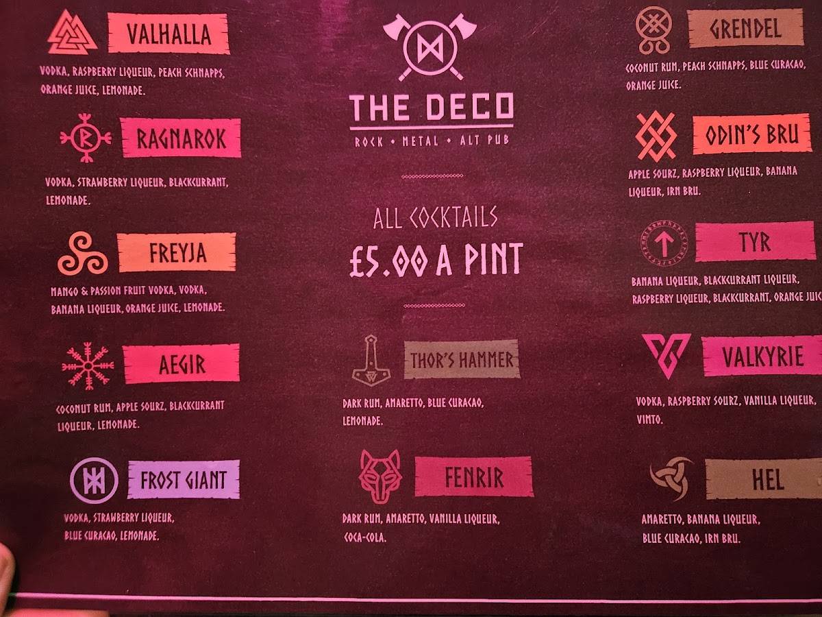 Menu at The Deco pub & bar, Portsmouth