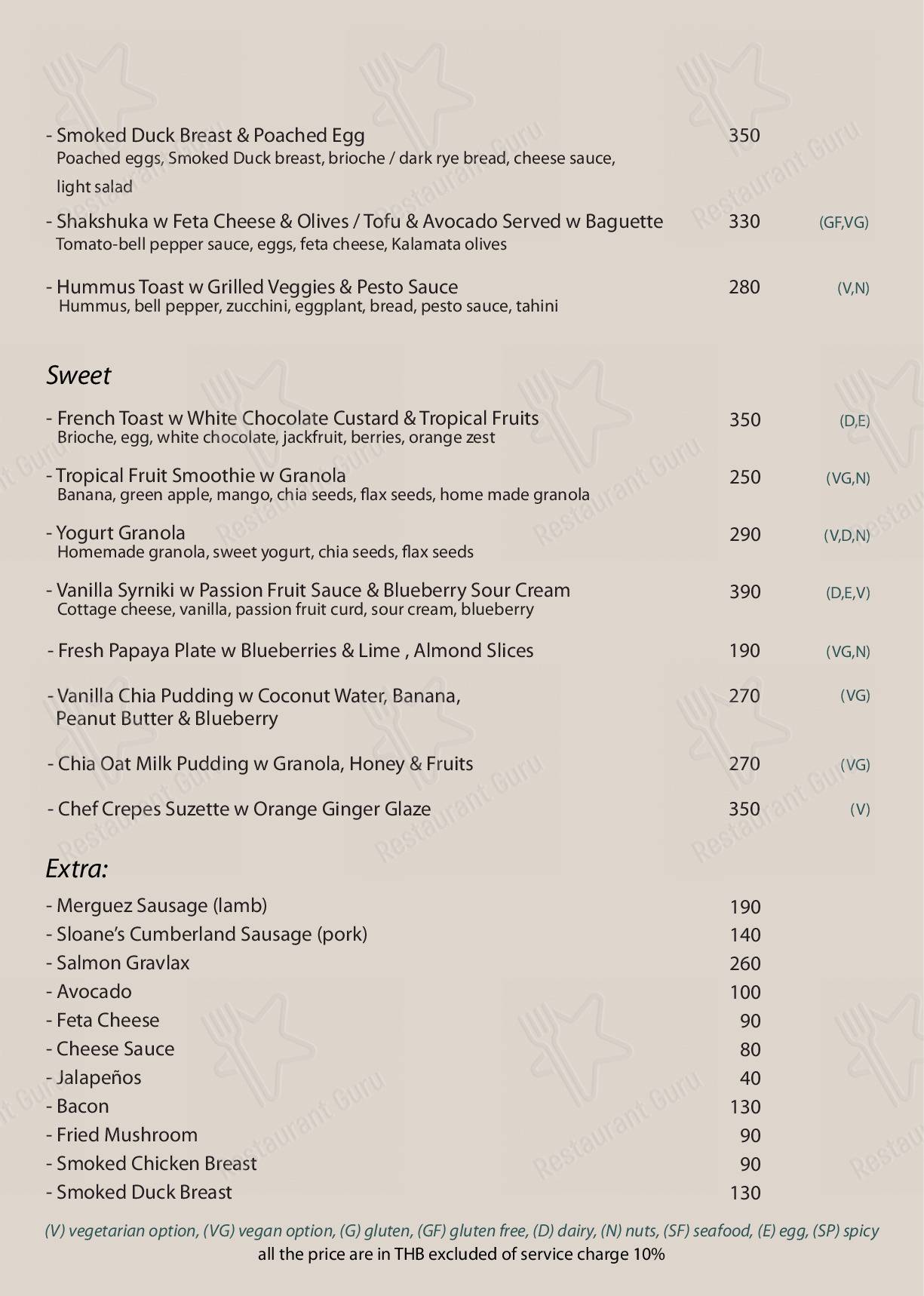 Carta de The Door Beach Bar & Restaurant, Ko Samui