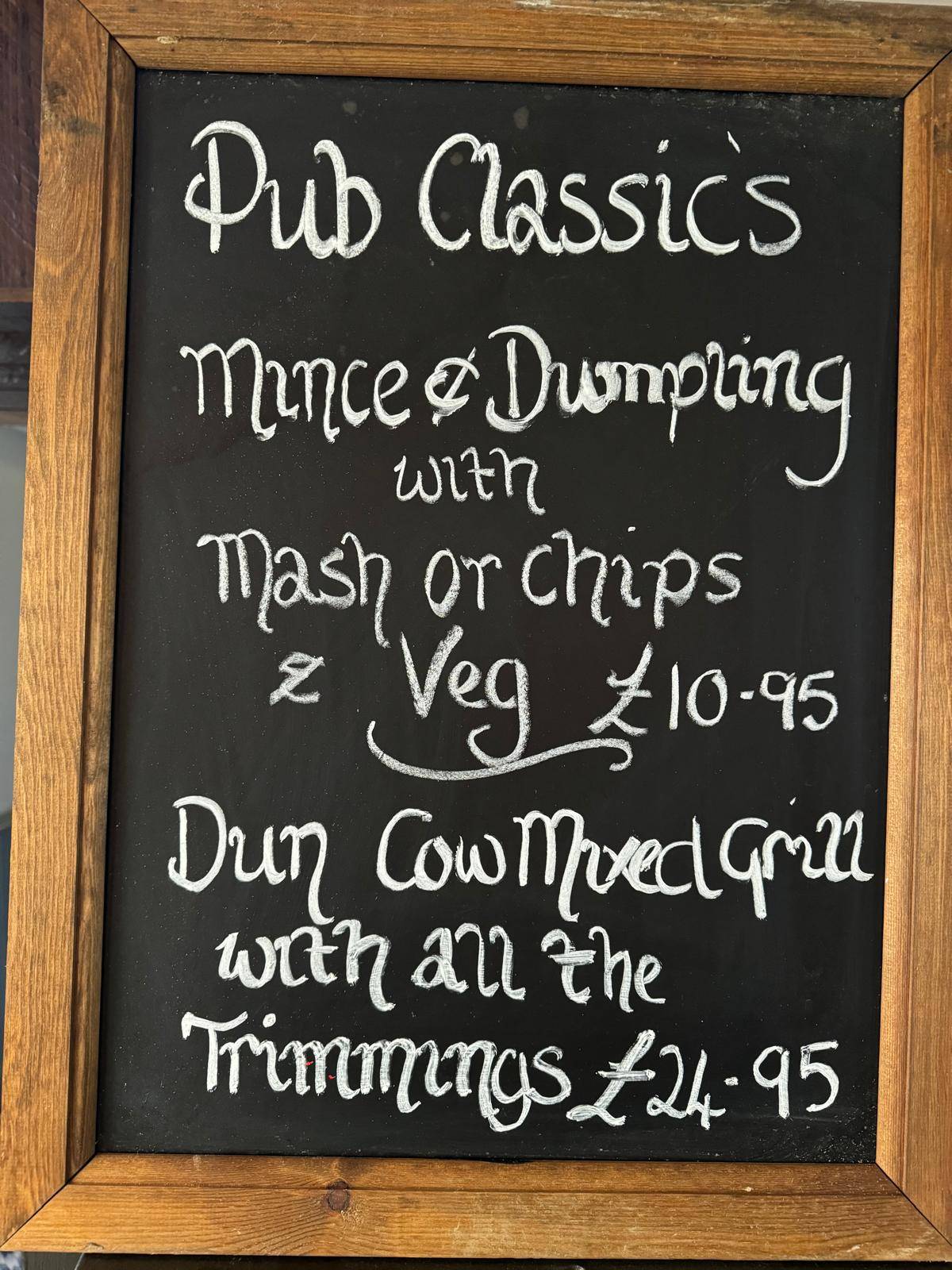 Menu at The Dun Cow, Bournmoor, County Durham pub & bar, Houghton le Spring
