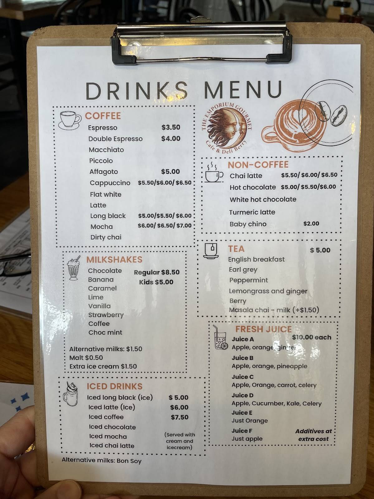 Menu at The Emporium Gourmet Café Deli Berry cafe, Berry