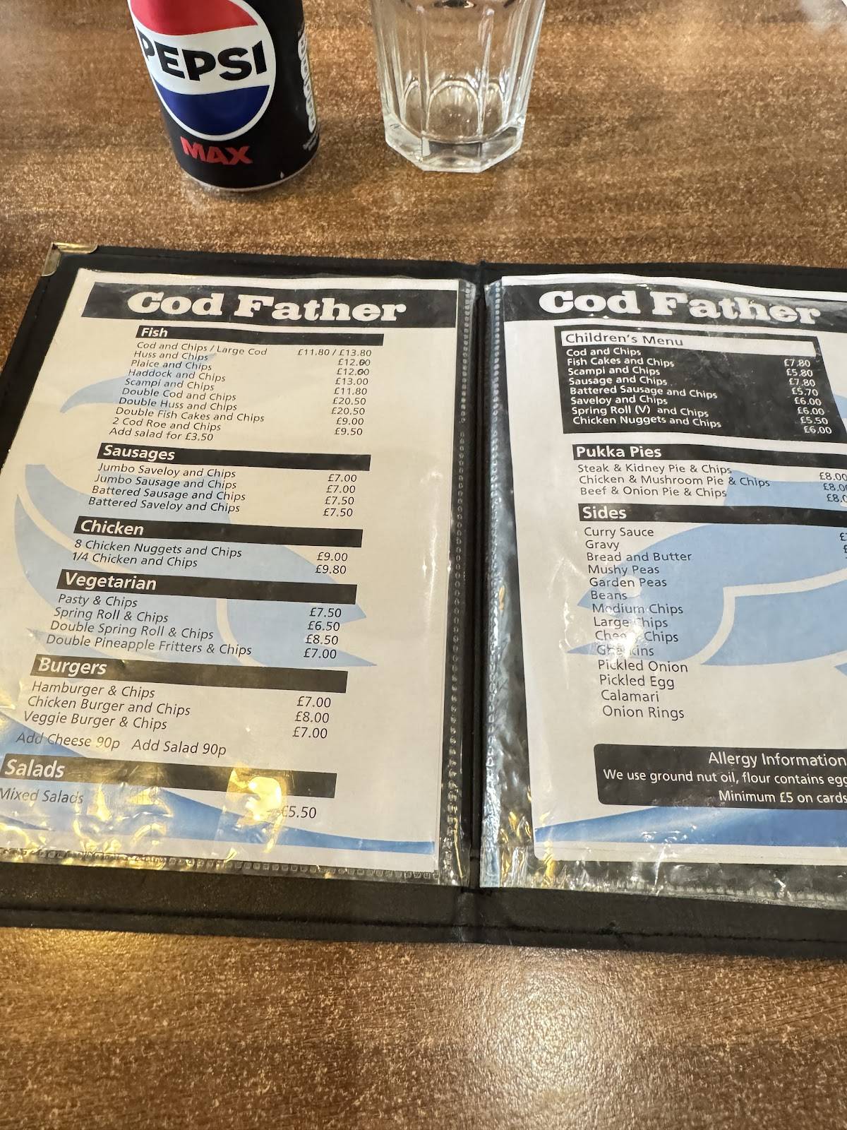 Menu at The Famous Cod Father Fish Bar, Hastings