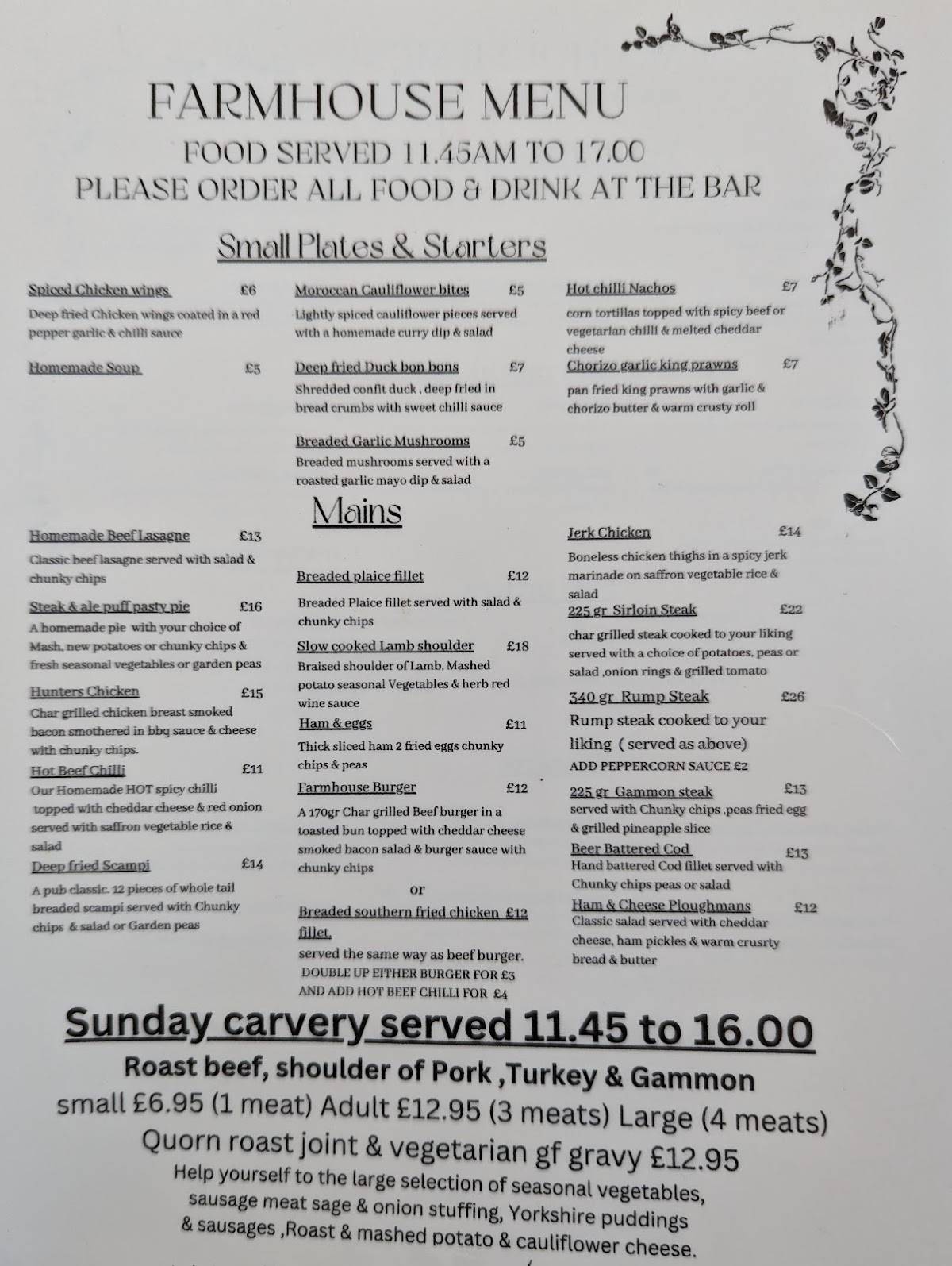 Menu at The Farmhouse pub & bar, Norwich