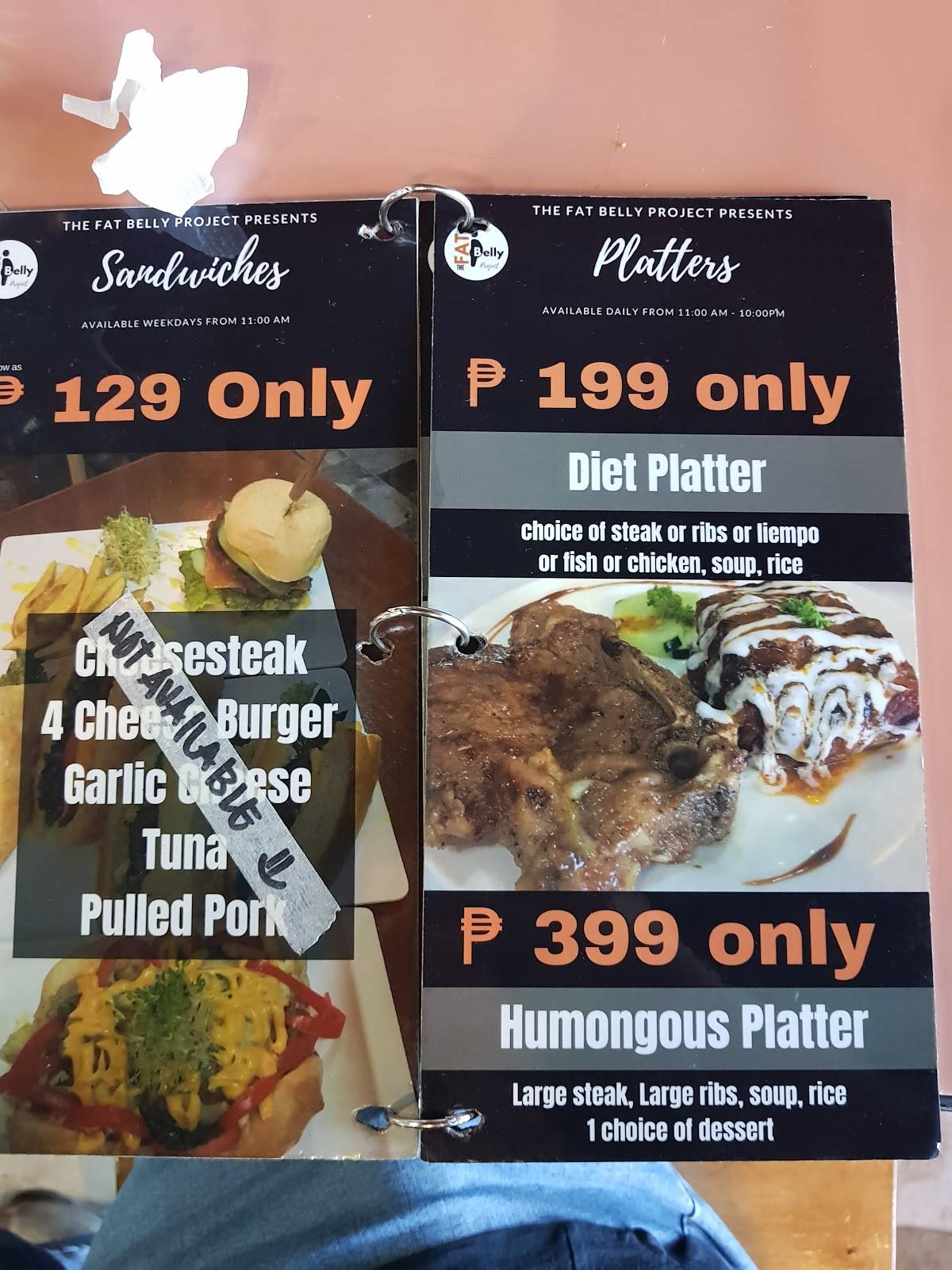 Carta de parrilla The Fat Belly Project, Baguio, Theresa
