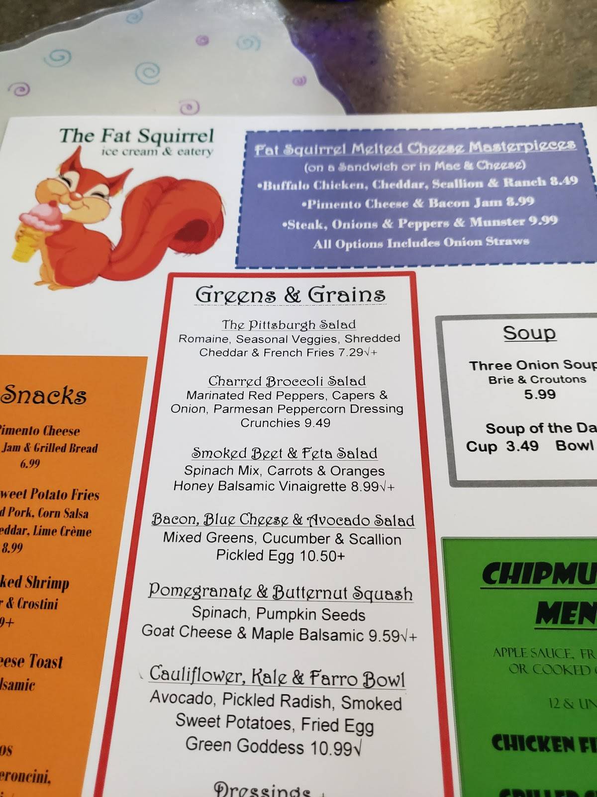 Menu at The Fat Squirrel Restaurant, Jennerstown