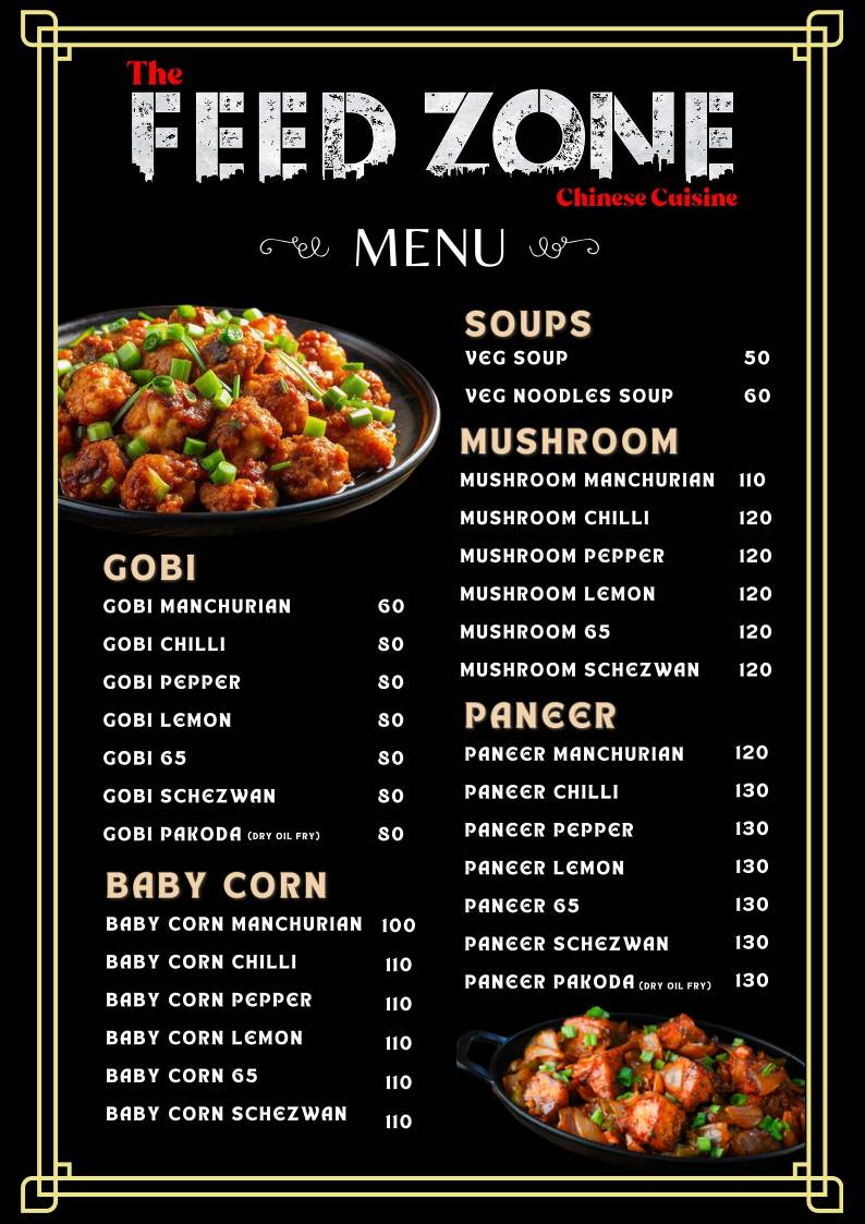 Menu at The Feed Zone, Madanapalle
