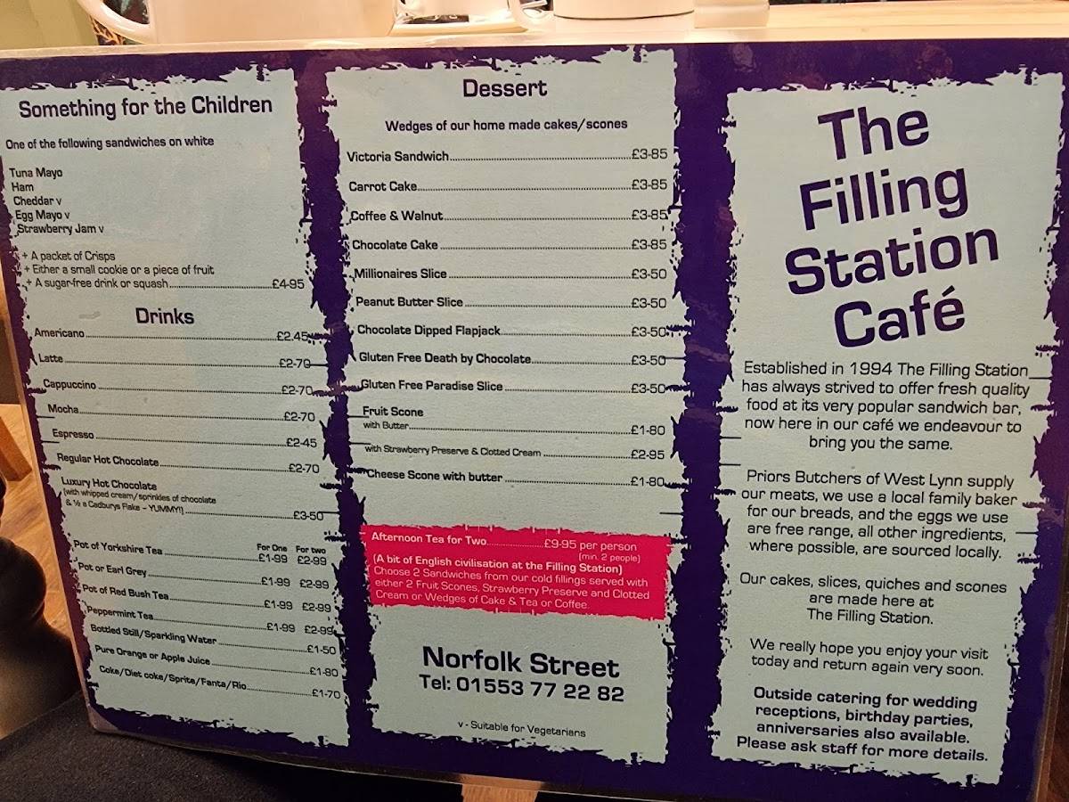 Menu at The Filling Station fast food, King's Lynn