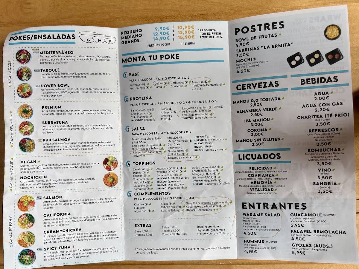 Carta del restaurante The Fresh Poke Parque Comercial Bahía Real, Maliaño