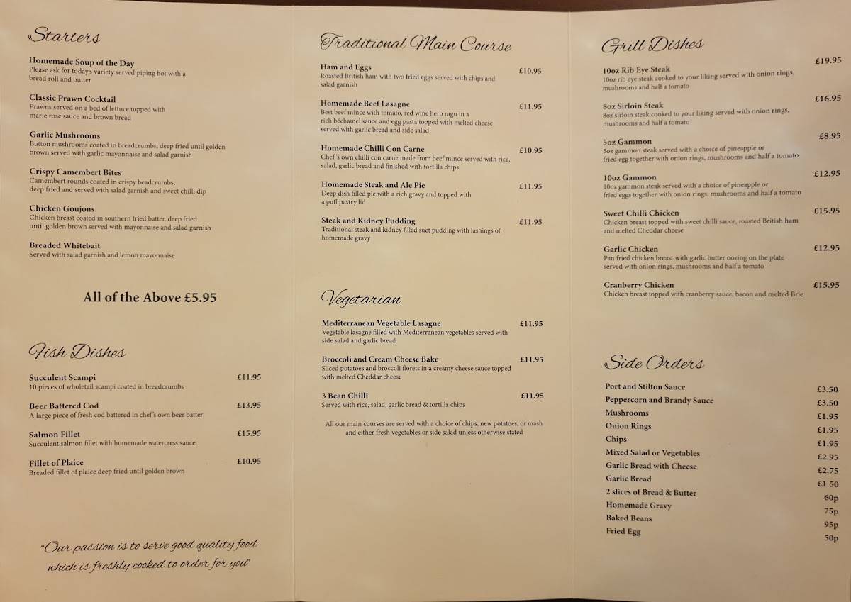 Menu at The Friendly Inn pub & bar, Stretton-on-Dunsmore
