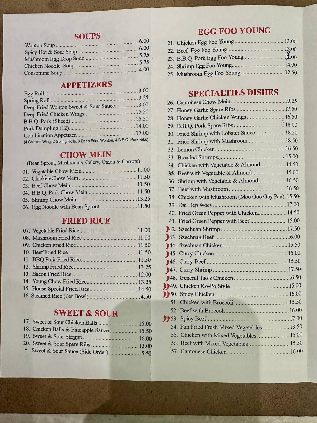 Menu at The Garden Restaurant, Simcoe