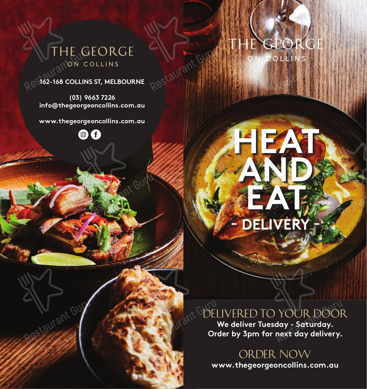 Menu at The George on Collins pub & bar, Melbourne