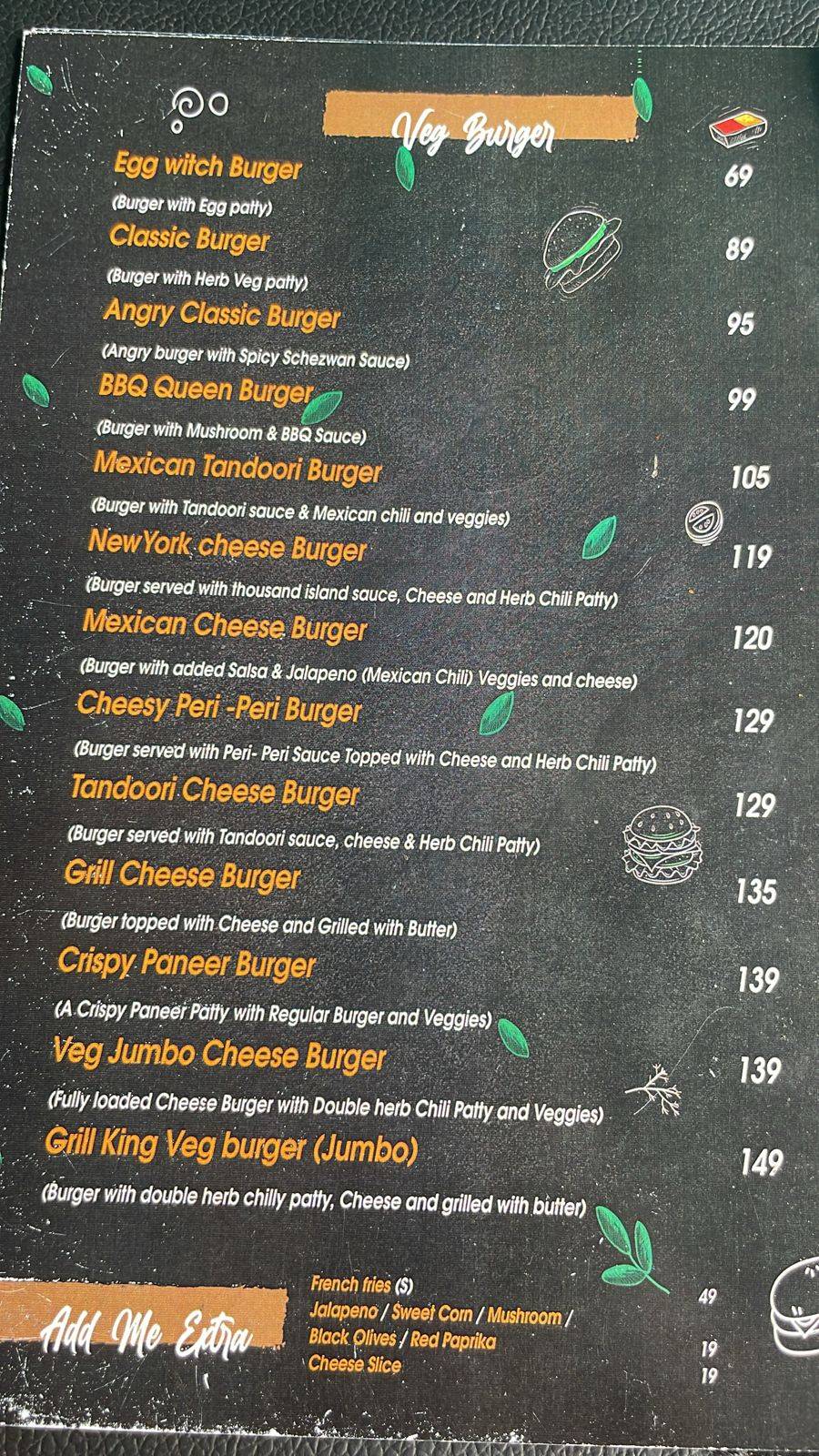 Menu at The Granios NRI Layout, Bengaluru