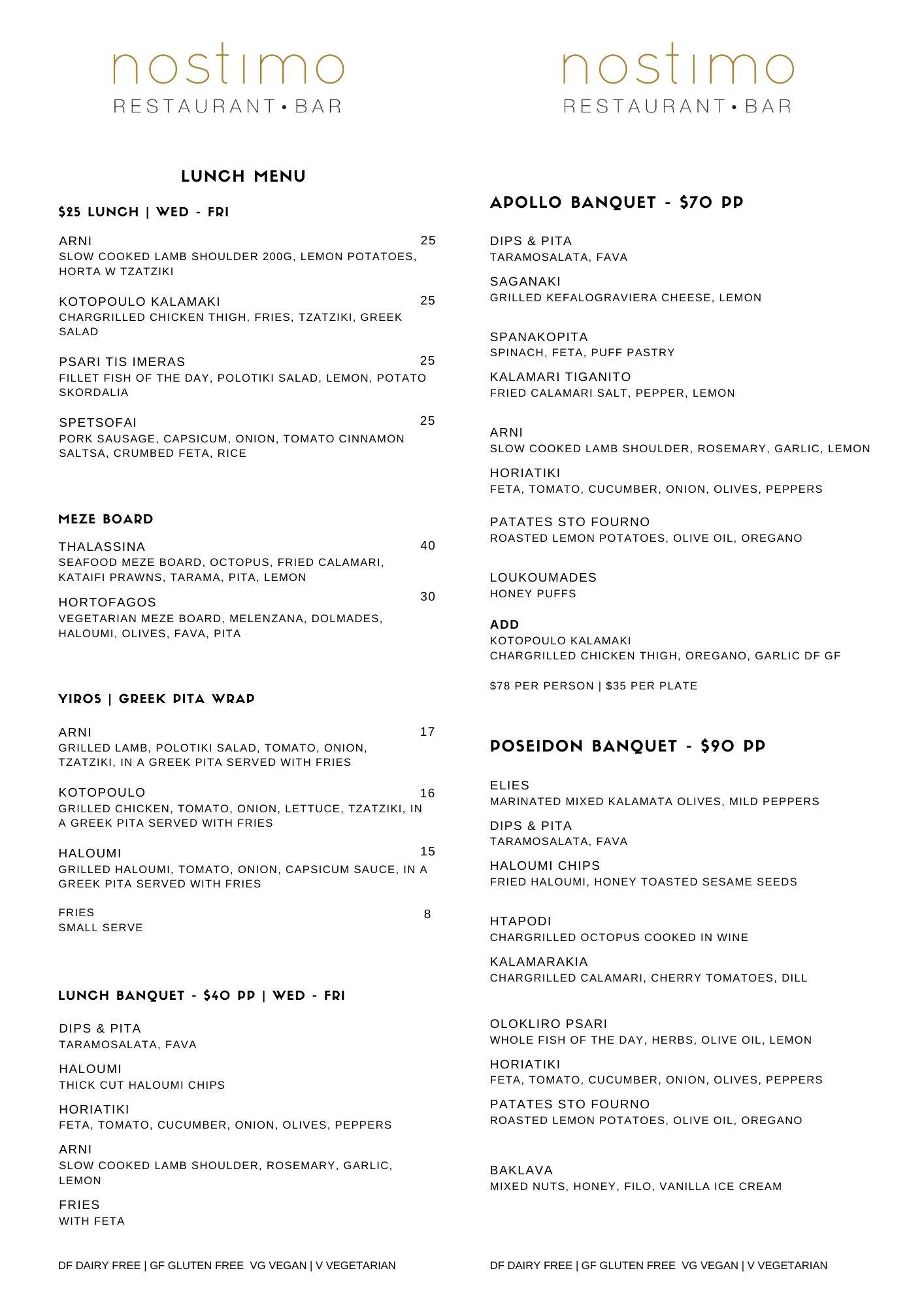 Menu at The Greek Club, South Brisbane, 29 Edmondstone St