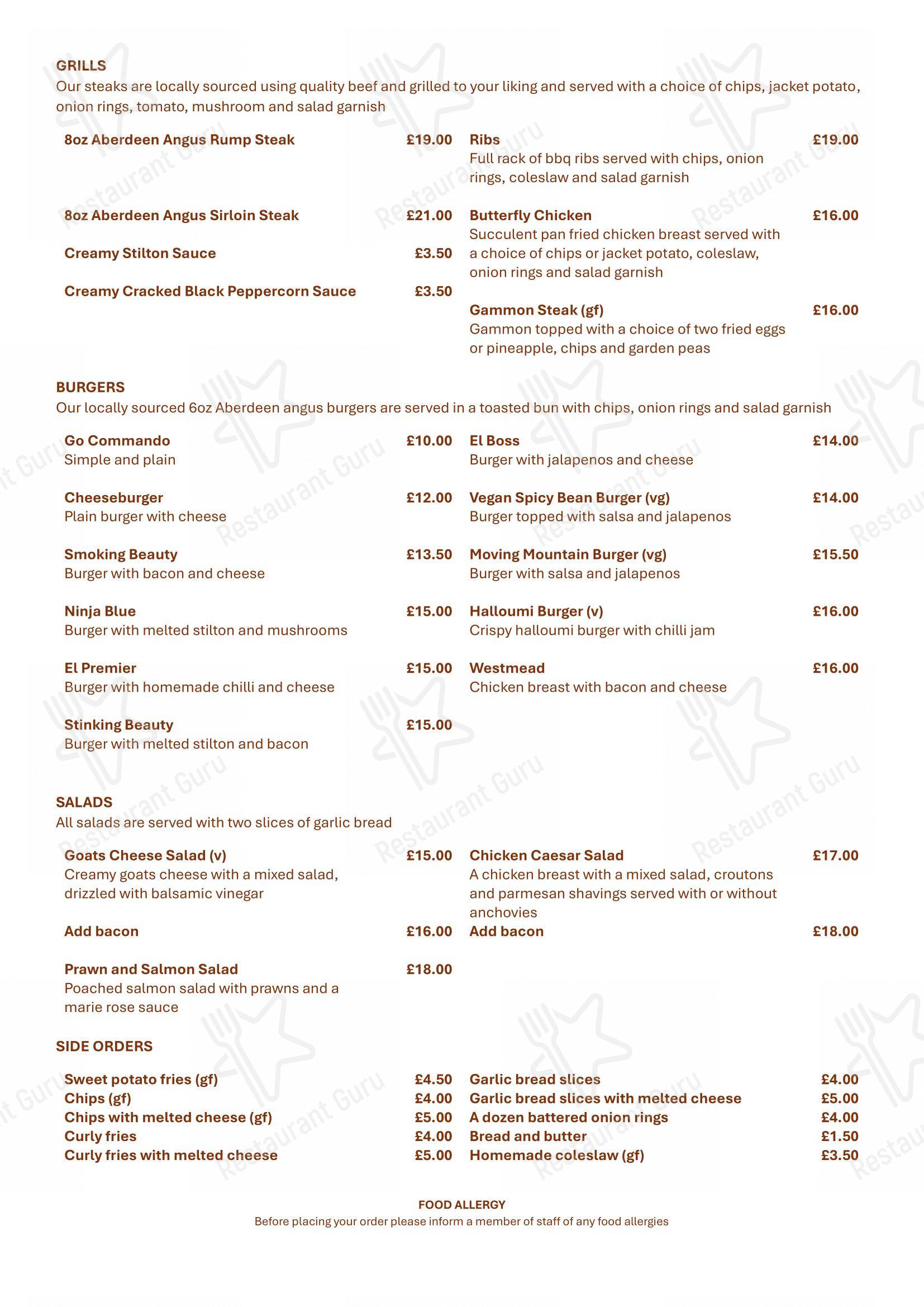 Menu at The Greyhound Inn pub & bar, Brackley