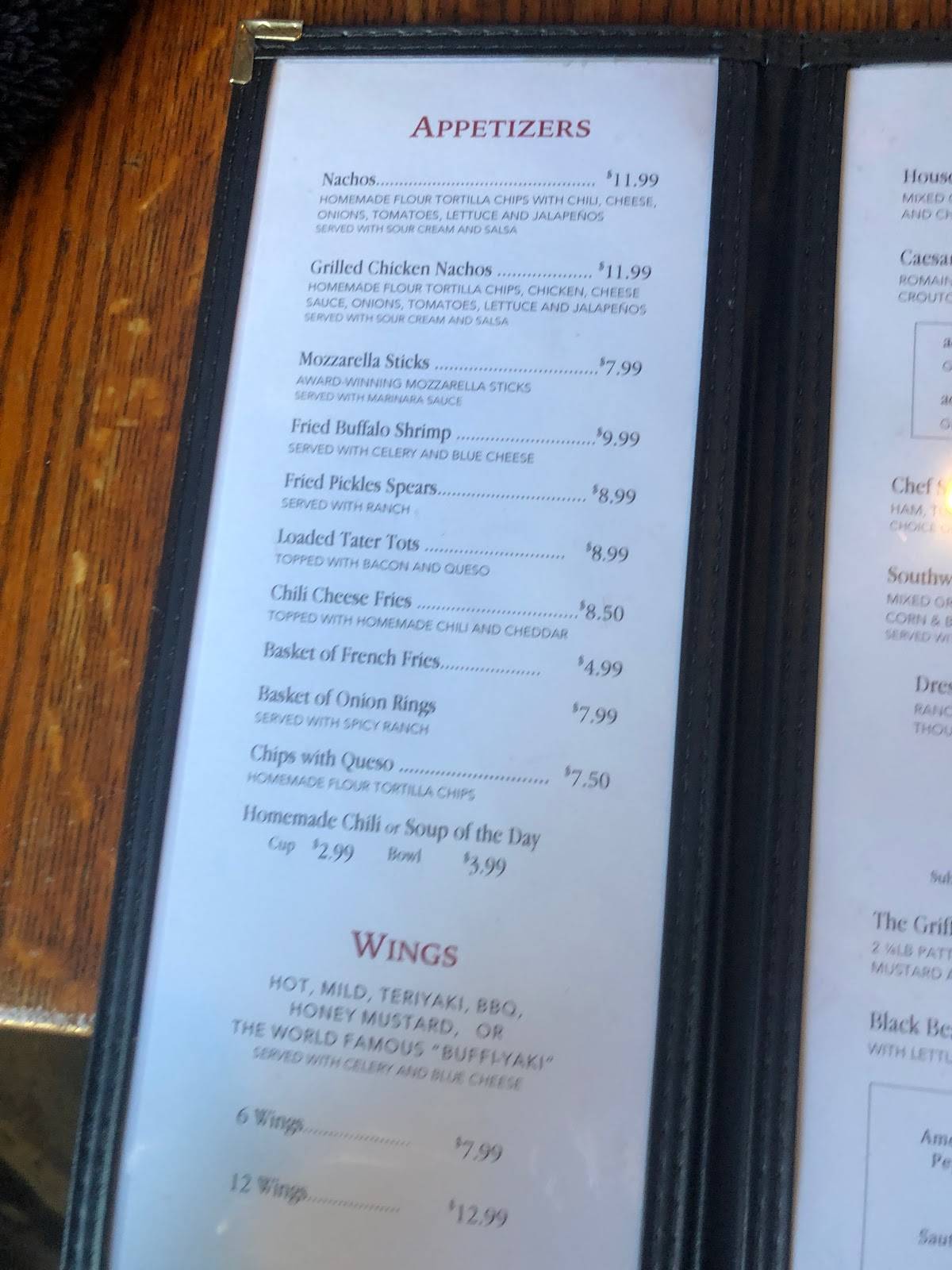 Menu at The Griffon pub & bar, Charleston