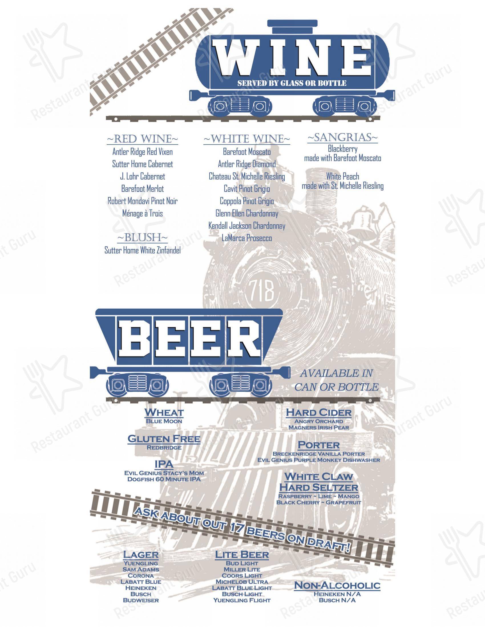 Menu at The Grille at the Train Station pub & bar, Sayre