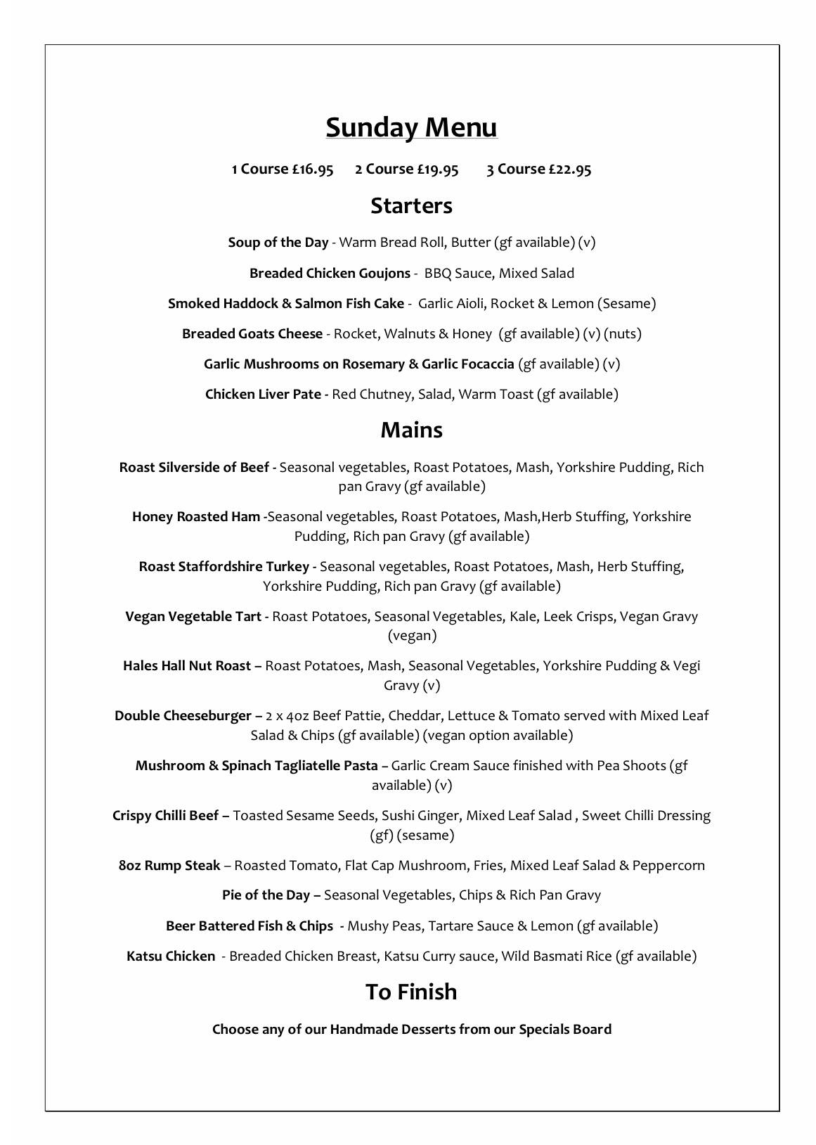 Menu at The Grosvenor Restaurant at Hales Hall, Alton